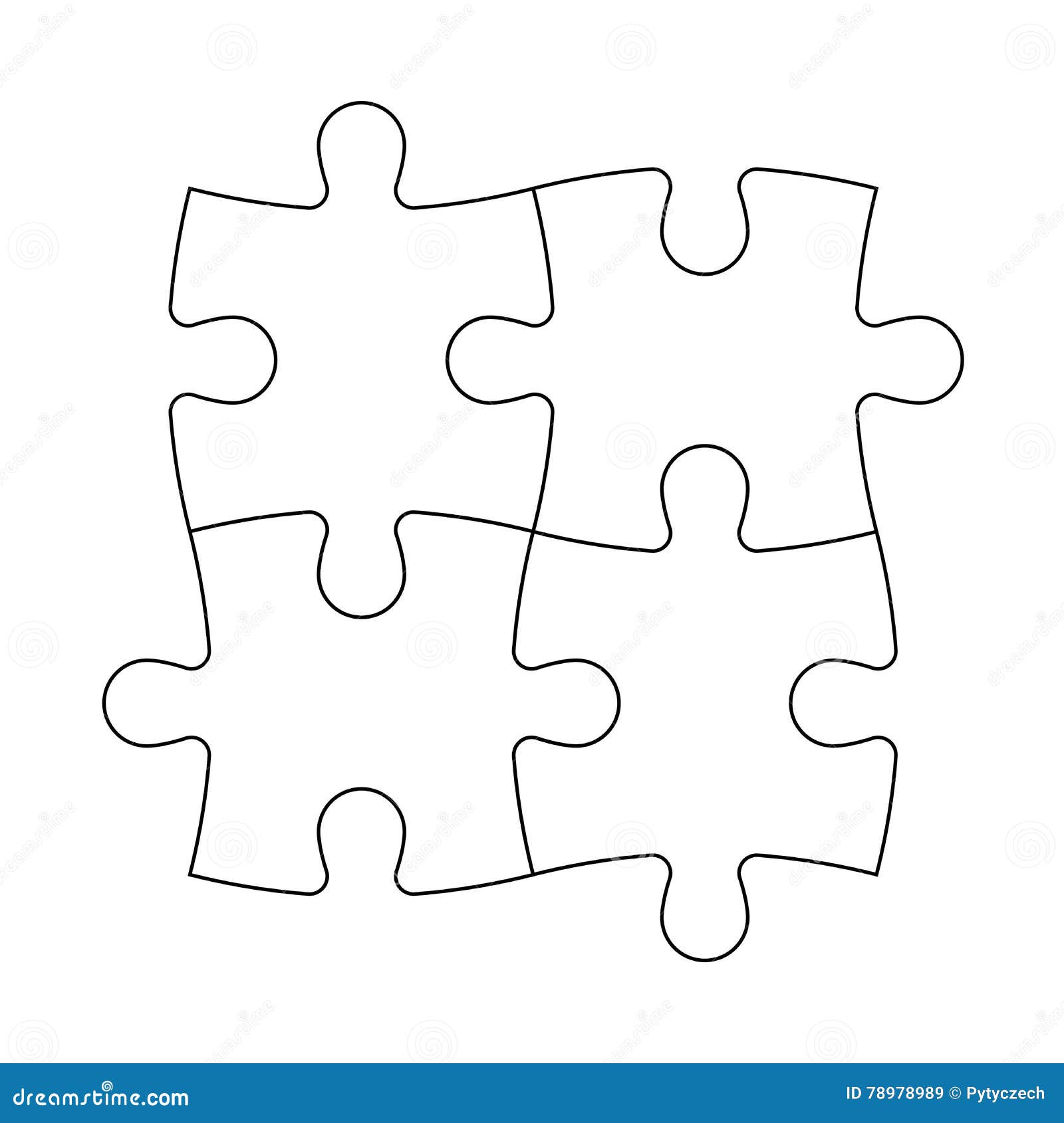 Solved Jigsaw Puzzle of Four Pieces Stock Vector - Illustration of ...