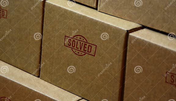 Solved Stamp and Hand Stamping Stock Photo - Image of cardboard ...