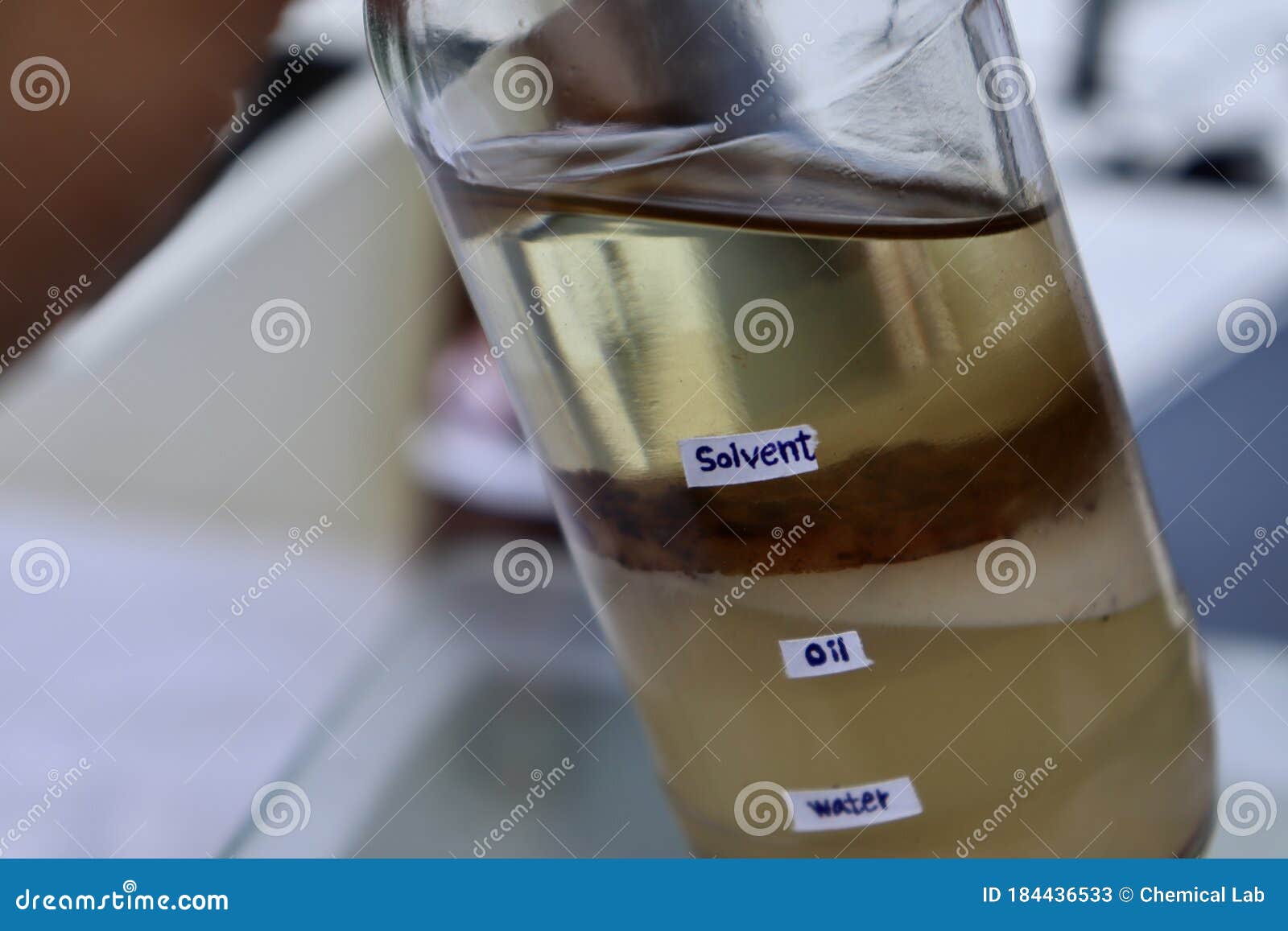 Solvent and oil and water stock image. Image of school - 184436533