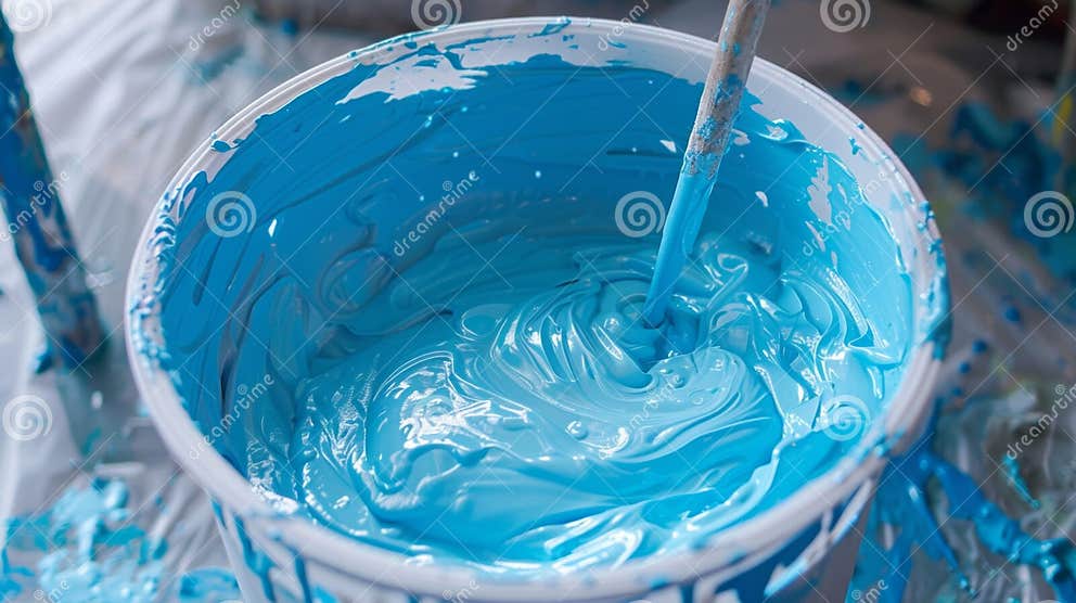 Solvent Pours into the Paint Stock Photo - Image of pouring, work ...