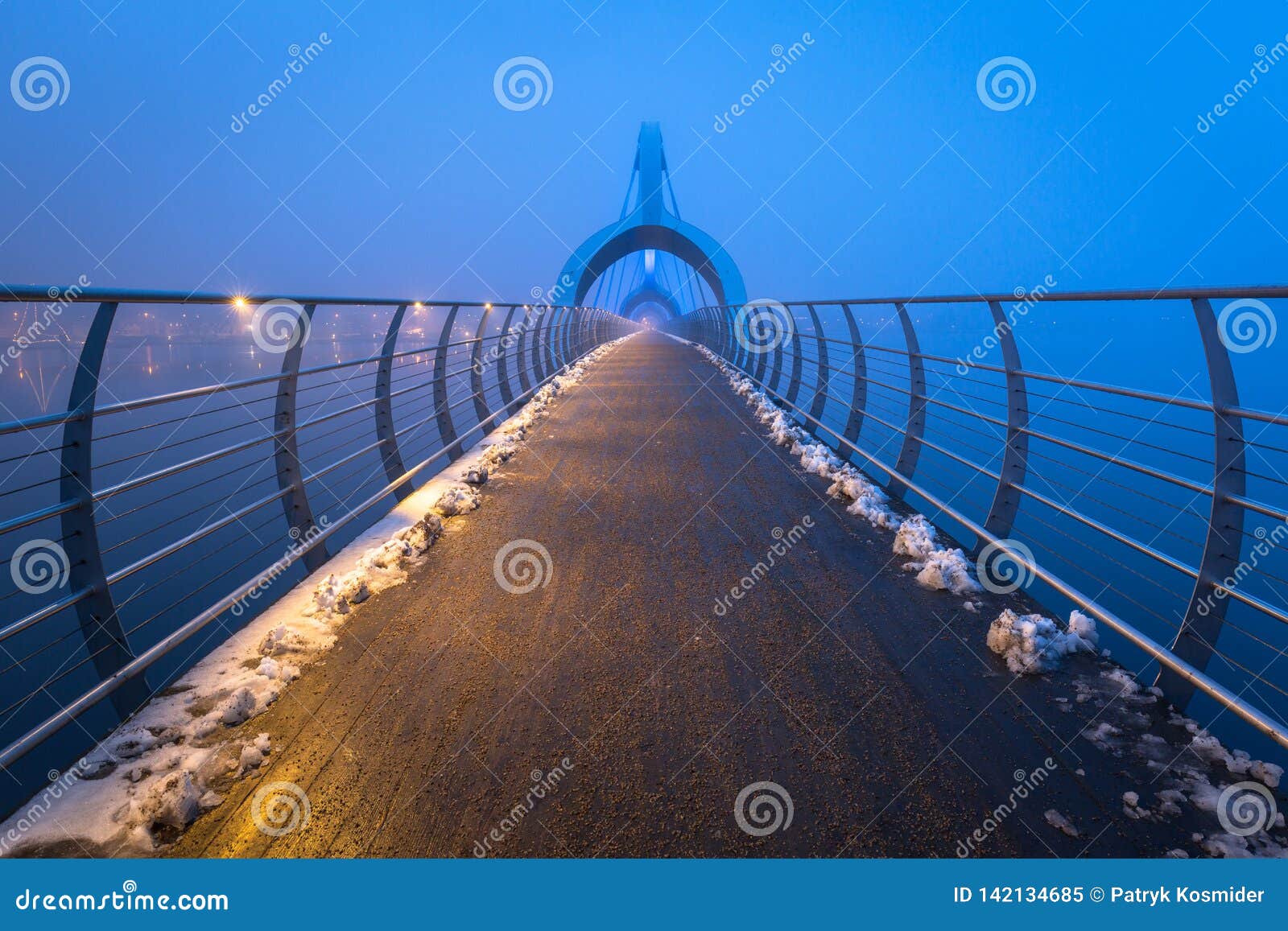 Solvesborgsbron Pedestrian Bridge in the South of Sweden at Dusk Stock ...
