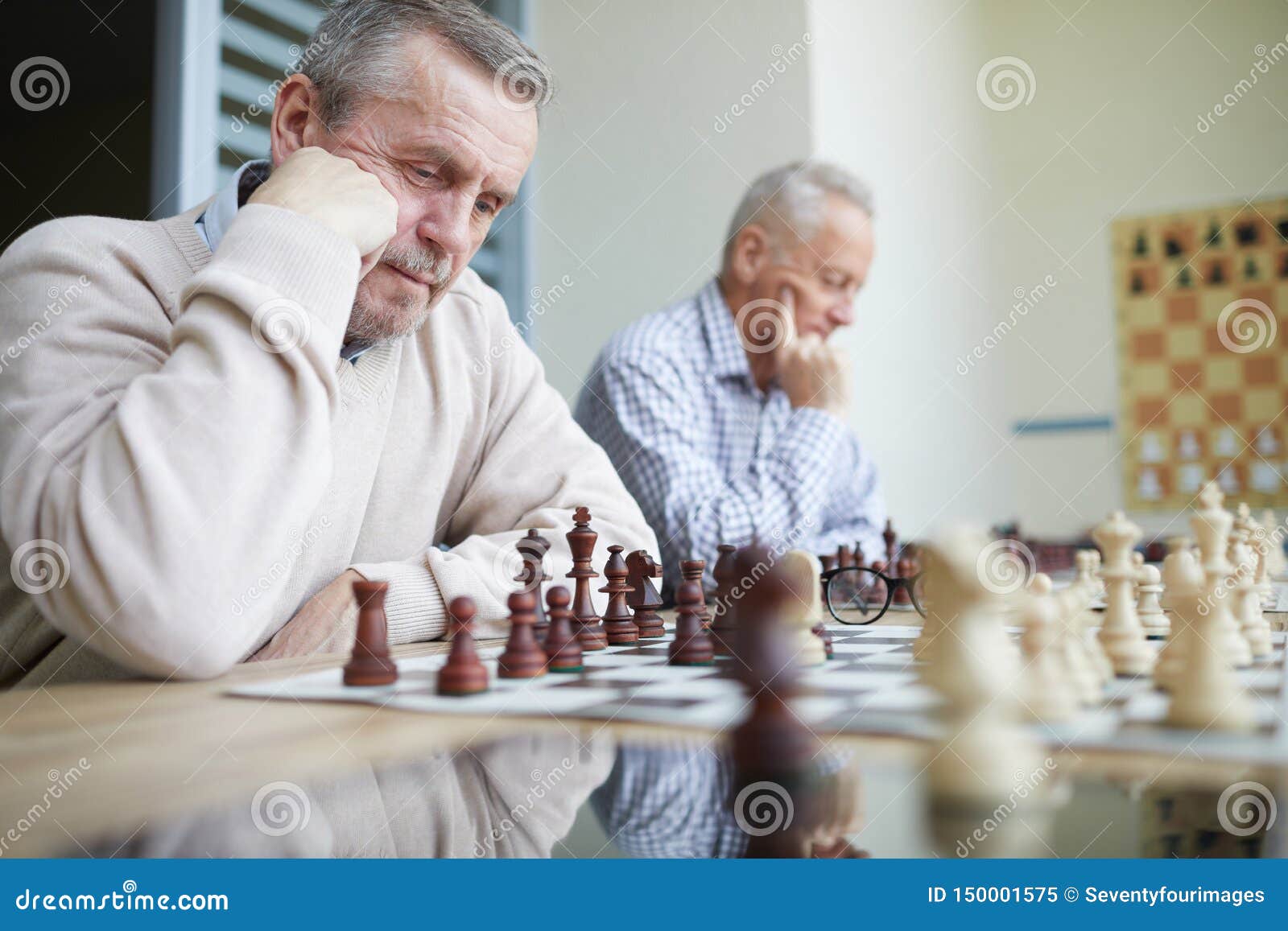 Solving chess problems stock image. Image of school - 150001575