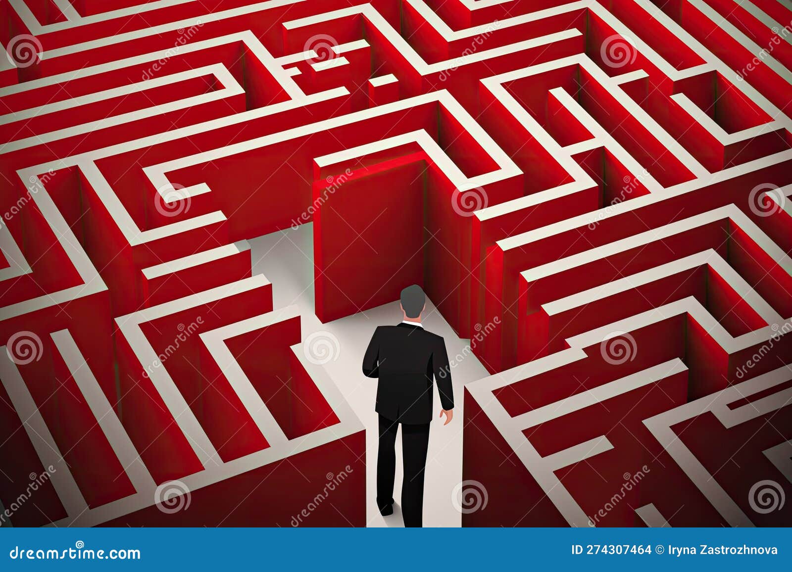 Solving a Complex Problem, a Businessman in a Suit in the Middle of a ...