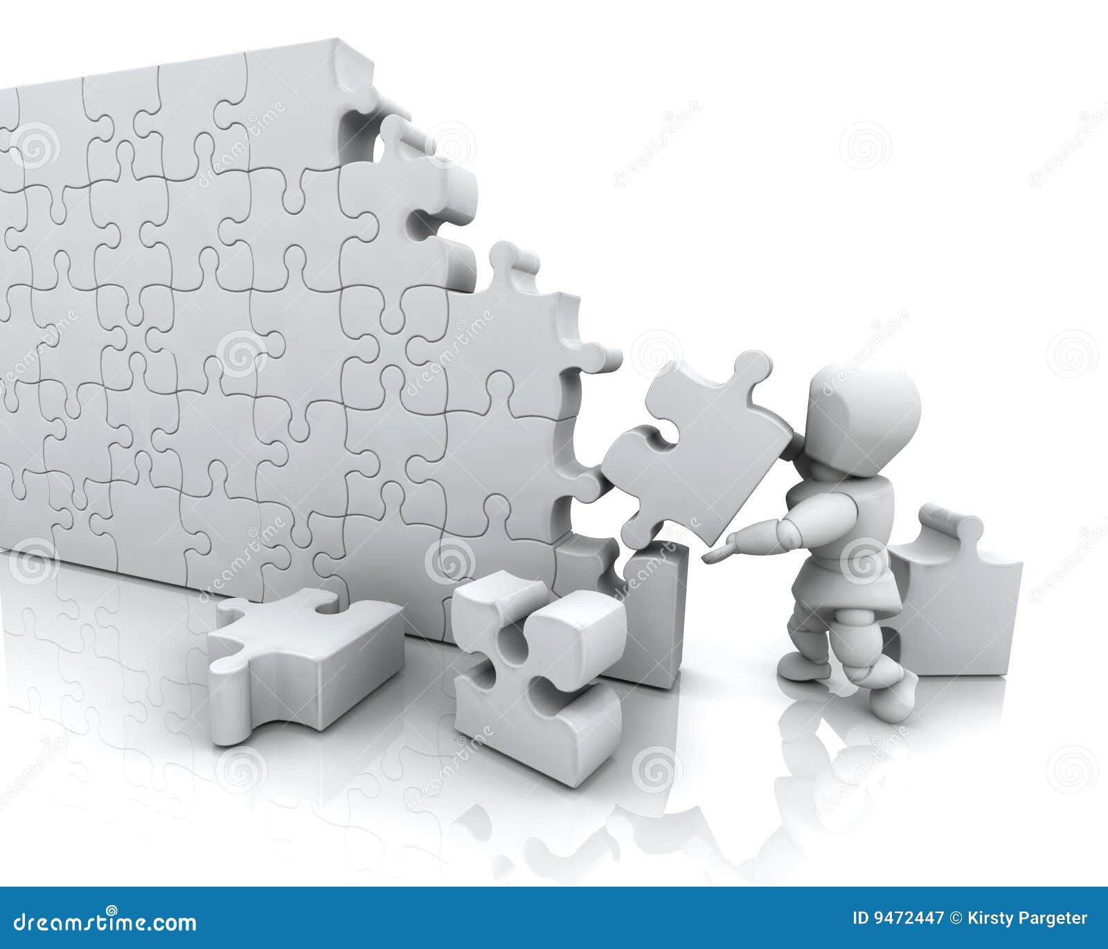 Solving jigsaw puzzle stock illustration. Illustration of answer - 9472447