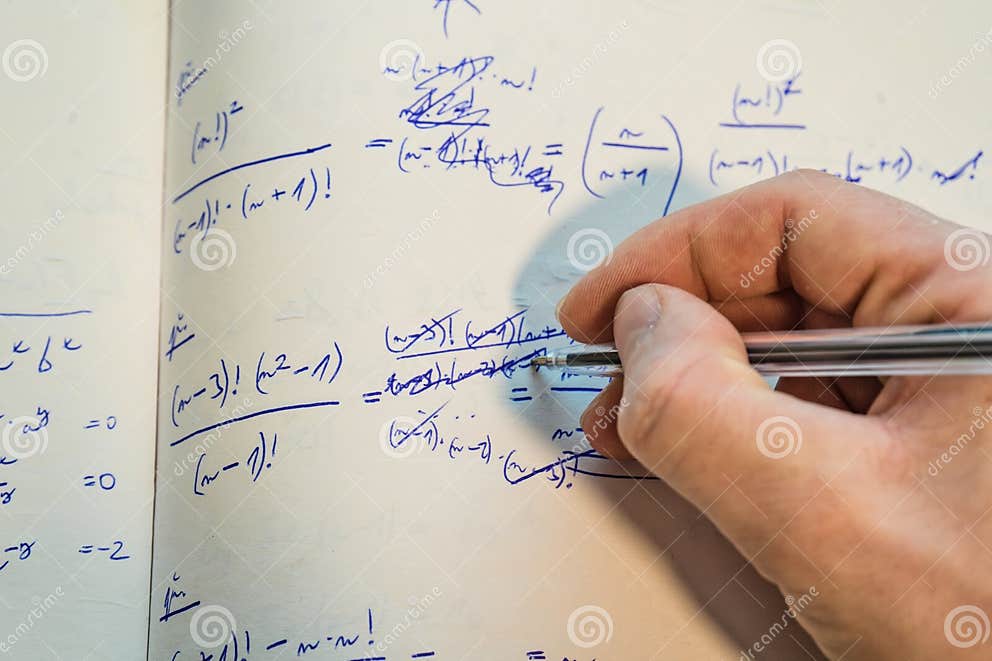 Solving Mathematical Equations – Handwriting in Notebook Stock Photo ...