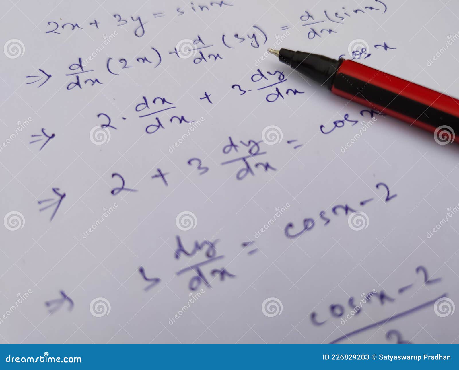 Solving Mathematics on a White Paper by a Pen - Nib of the Pen is at ...