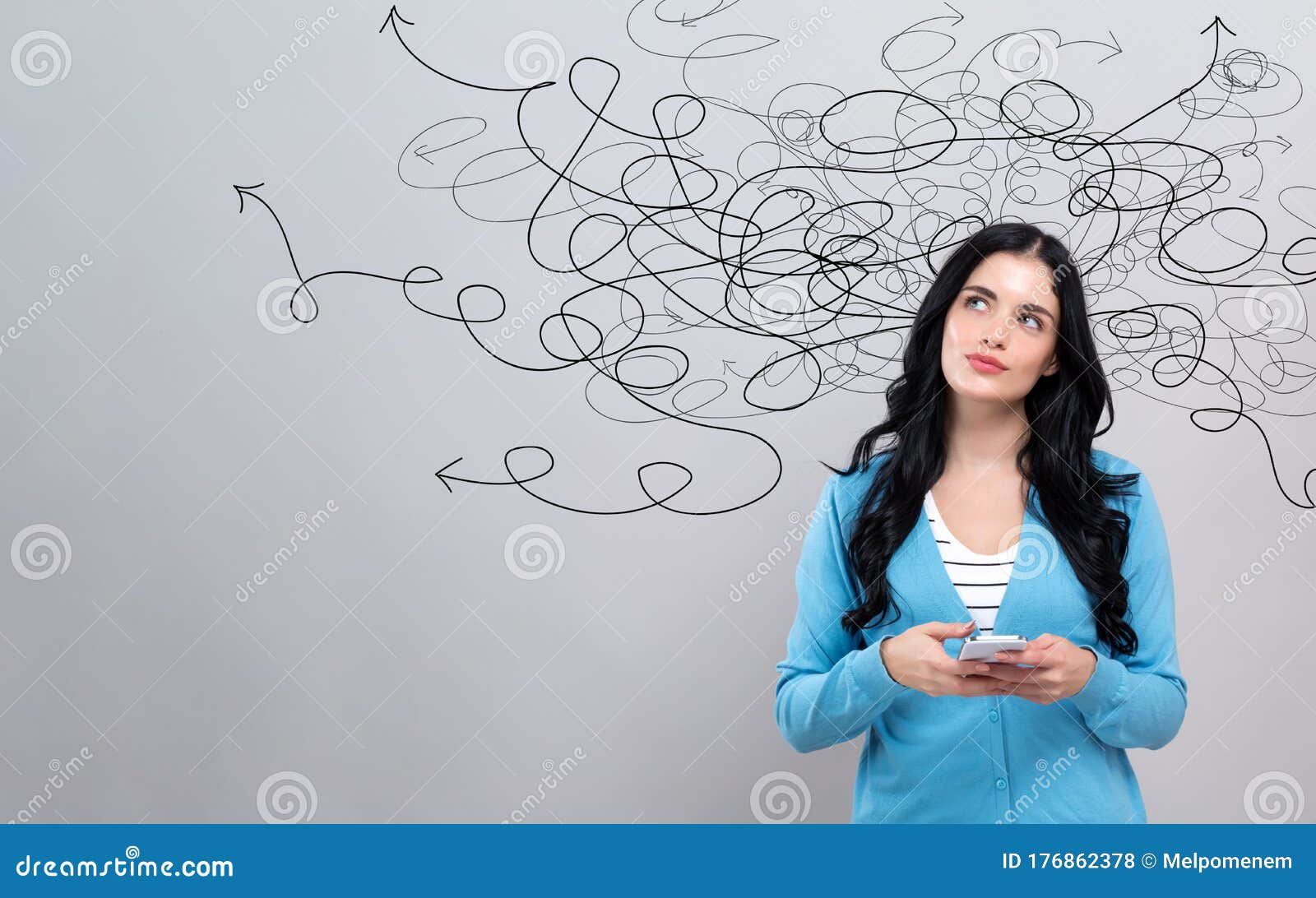 Solving a Problem Concept with Woman Holding a Smartphone Stock Photo ...