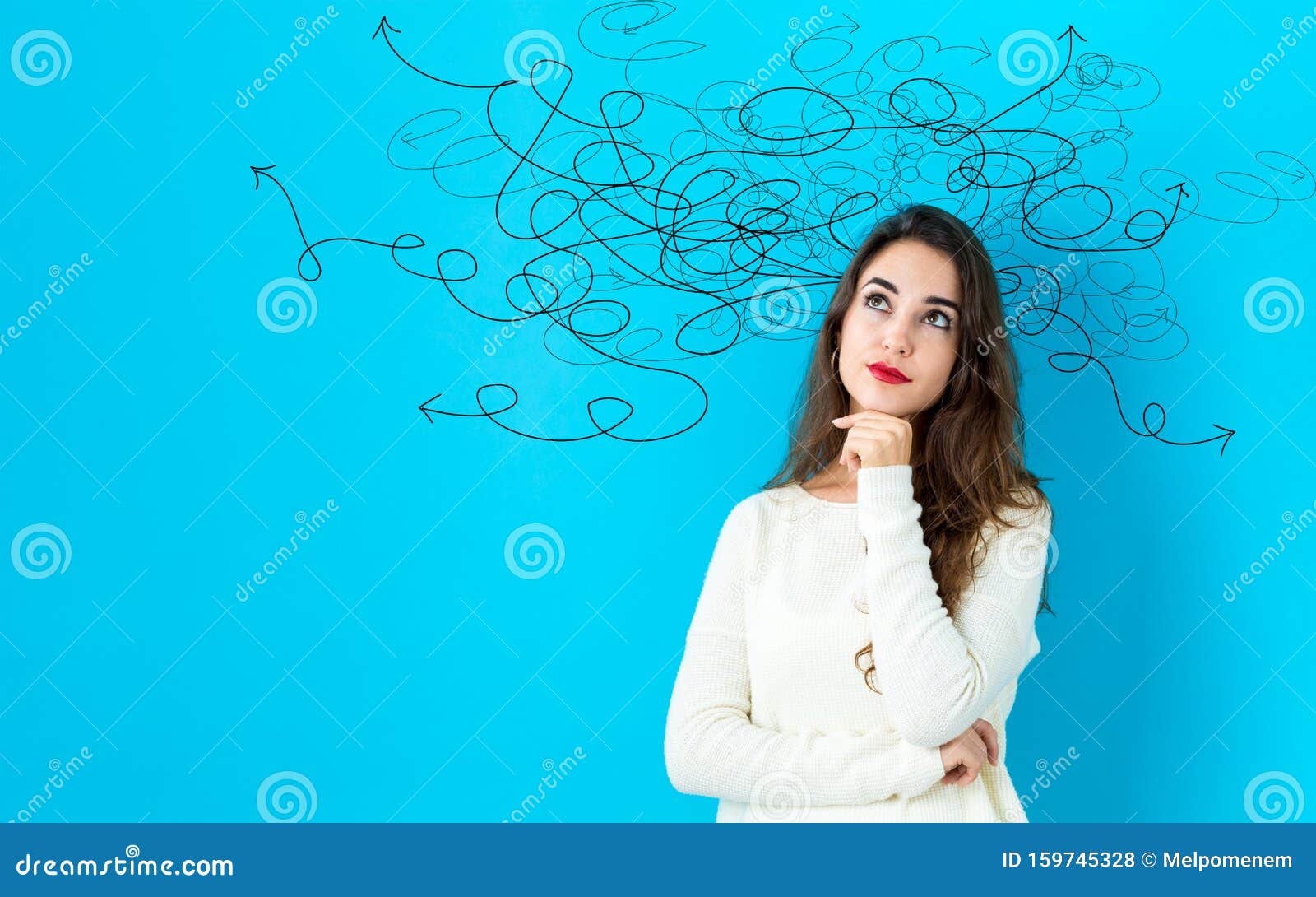 Solving a Problem Concept with Young Woman Stock Photo - Image of blue ...