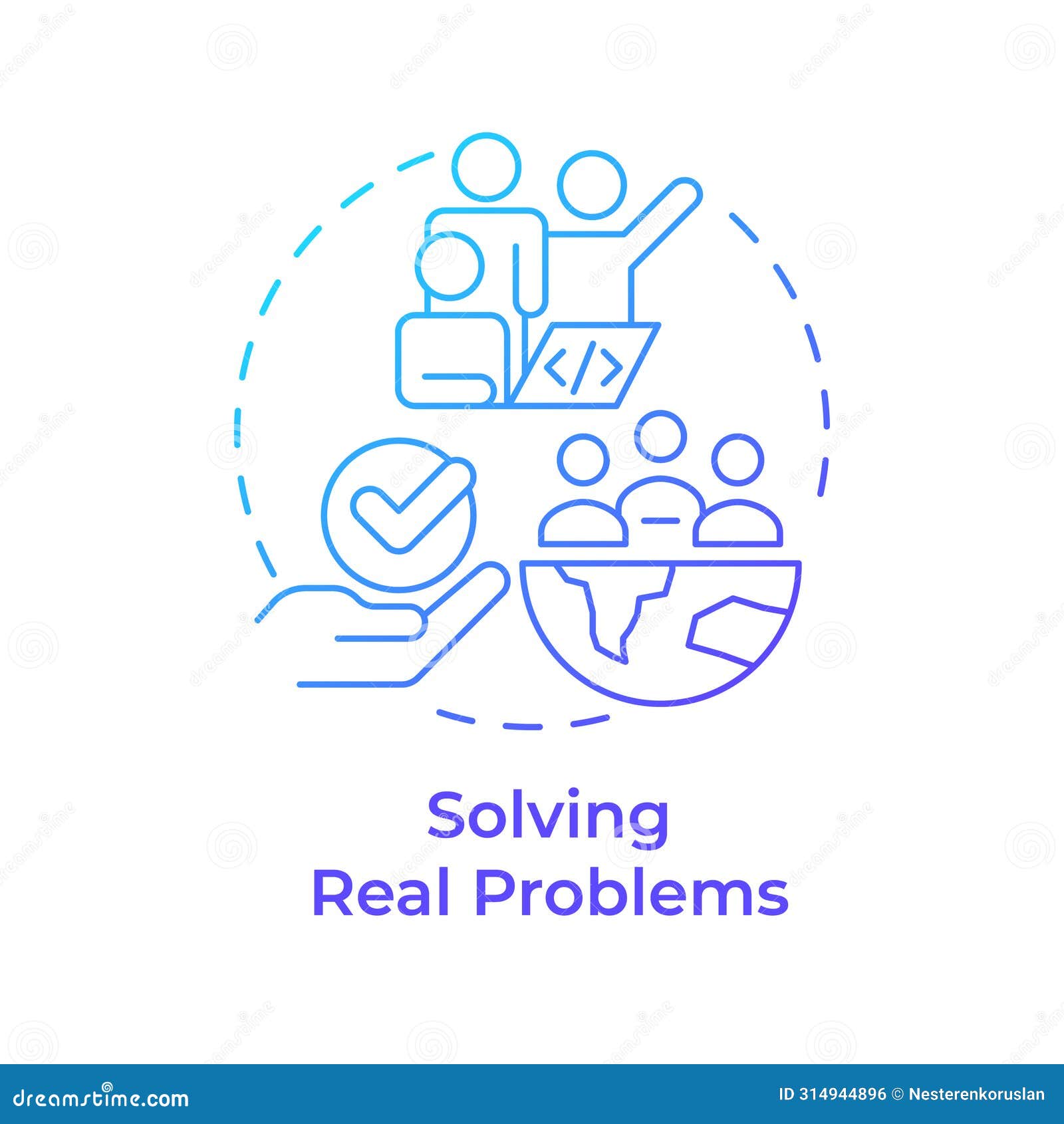 Solving Real Problems Blue Gradient Concept Icon Stock Vector ...