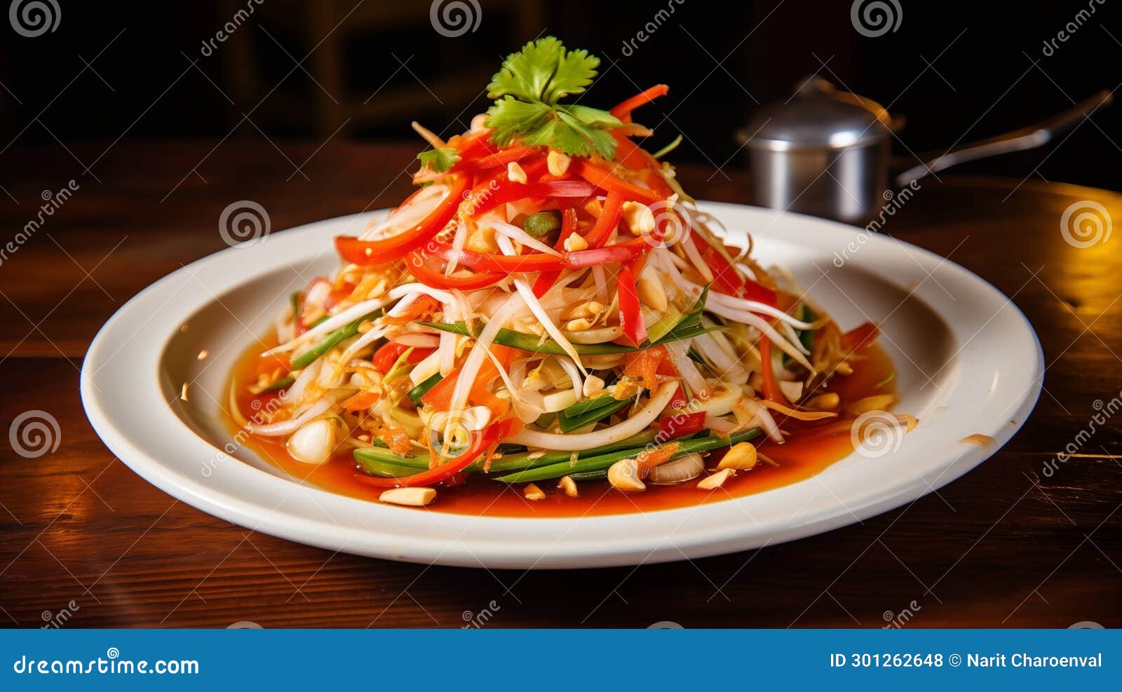 Som Tum: Authentic Thai Papaya Salad Stock Illustration - Illustration ...