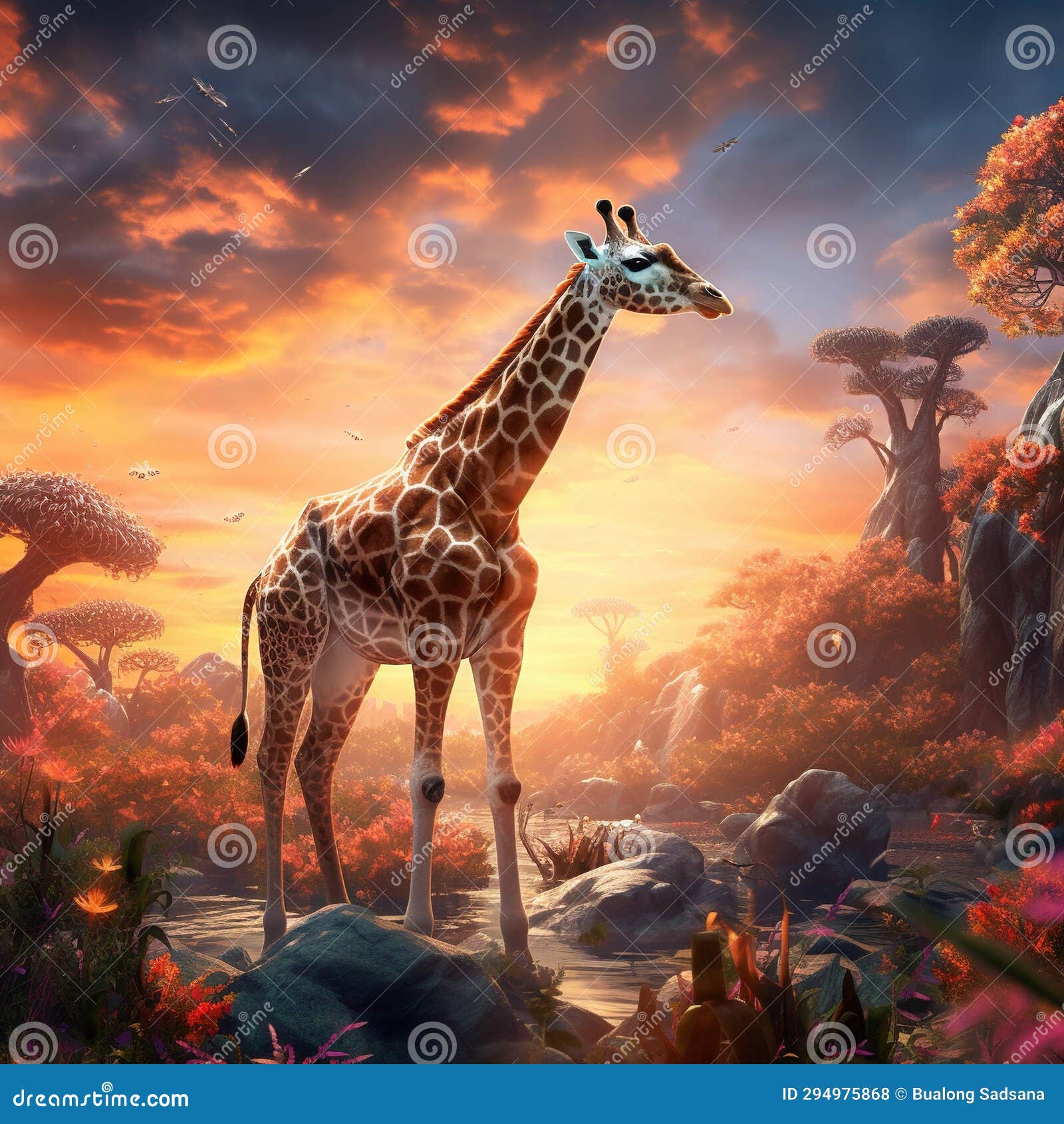 Somali Giraffe Made With Generative AI Illustration | CartoonDealer.com ...