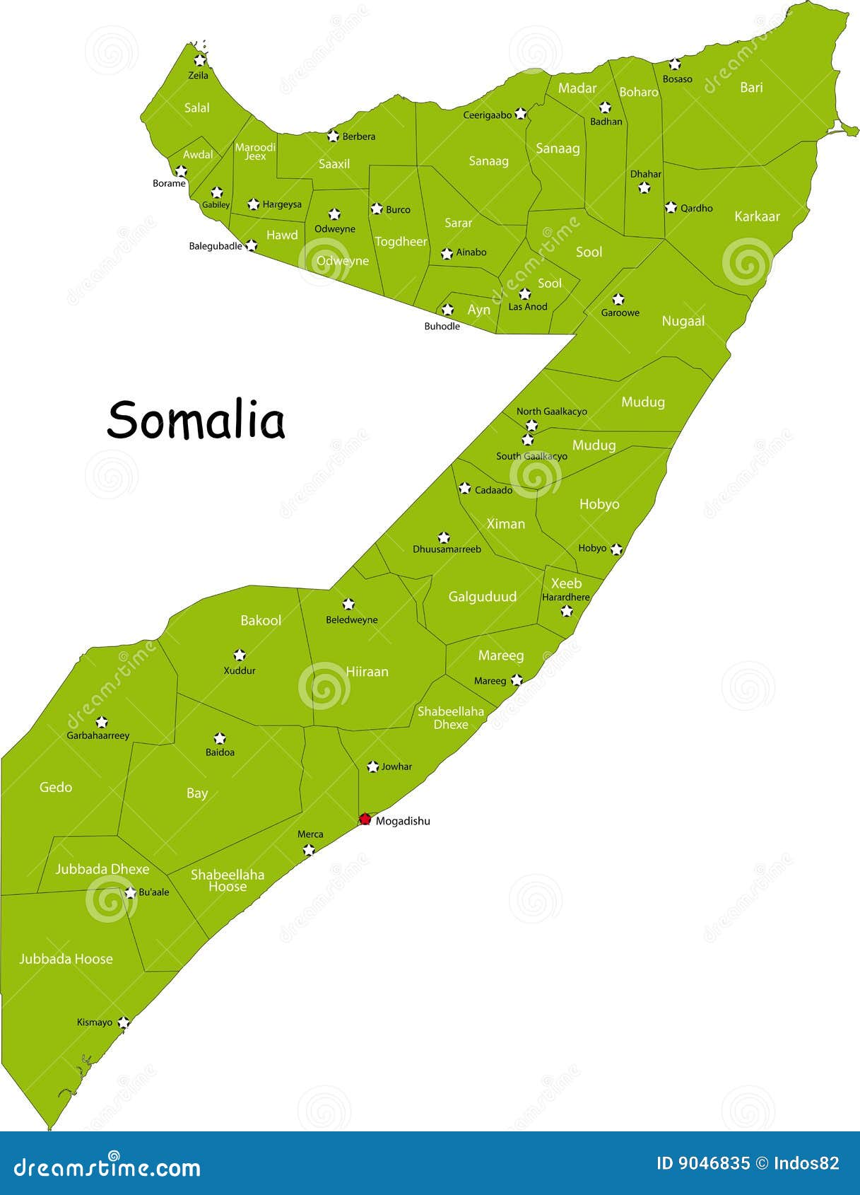 Somalia stock vector. Illustration of detail, administrative - 9046835