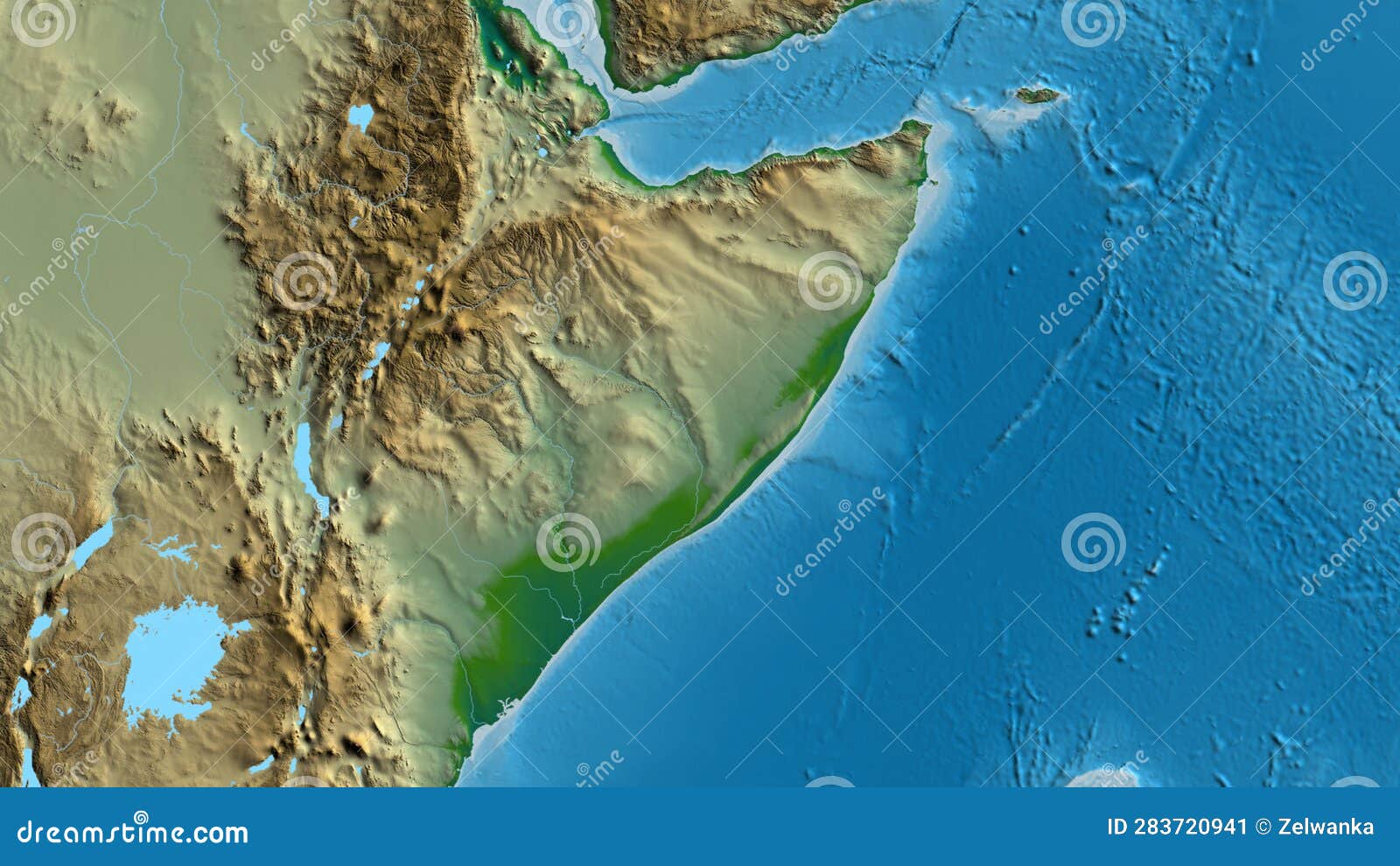 Somalia area. Physical map stock illustration. Illustration of somalia - 283720941