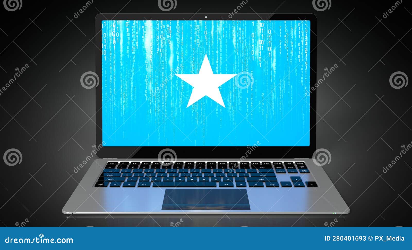 Somalia - Country Flag and Binary Code on Laptop Screen Stock ...