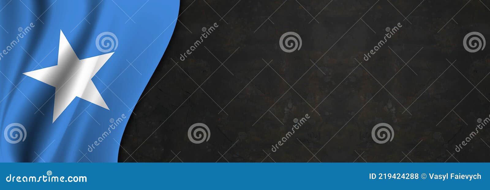 Somalia Flag on Concrete Wall. Banner with Fabric Texture of the Flag ...