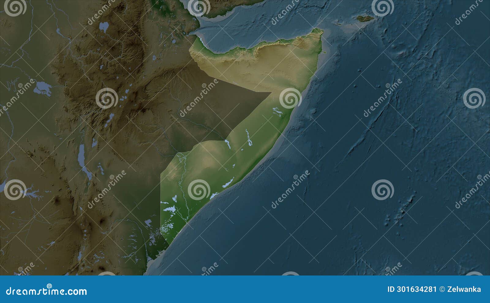 Somalia highlighted. Pale stock illustration. Illustration of border ...