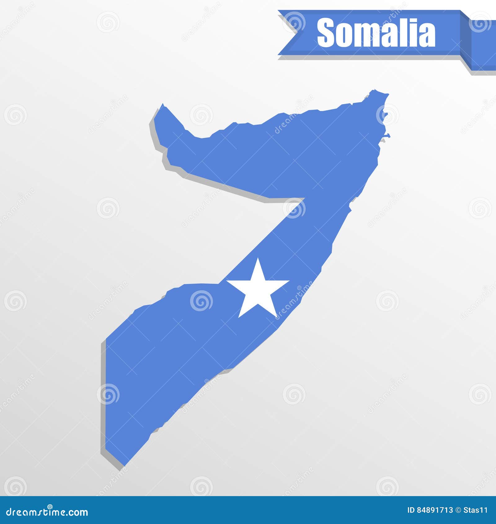 Somalia Map with Flag Inside and Ribbon Stock Illustration ...