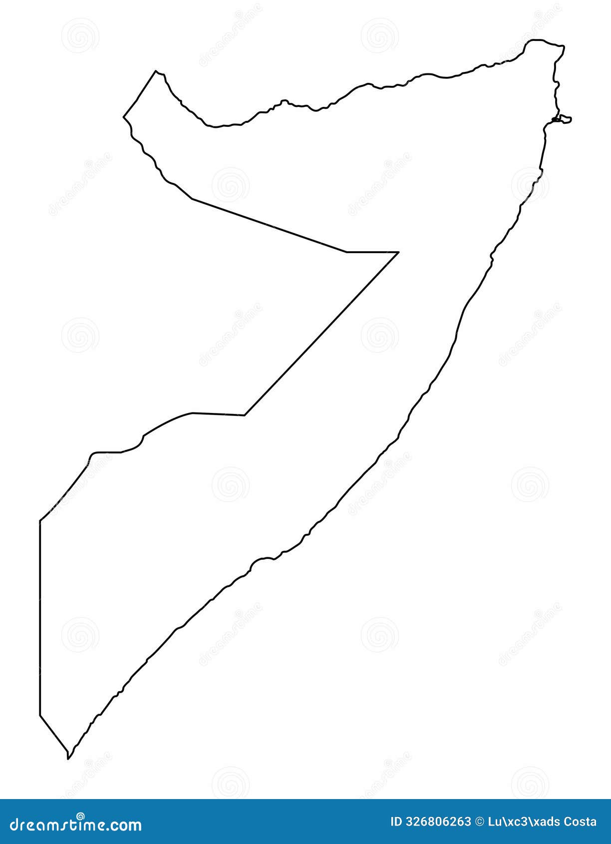 Somalia outline map stock vector. Illustration of vector - 326806263