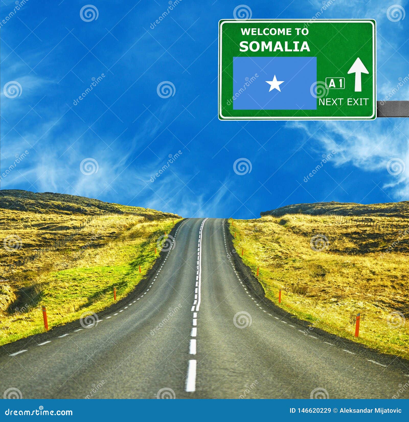 Somalia Road Sign Against Clear Blue Sky Stock Image - Image of board ...