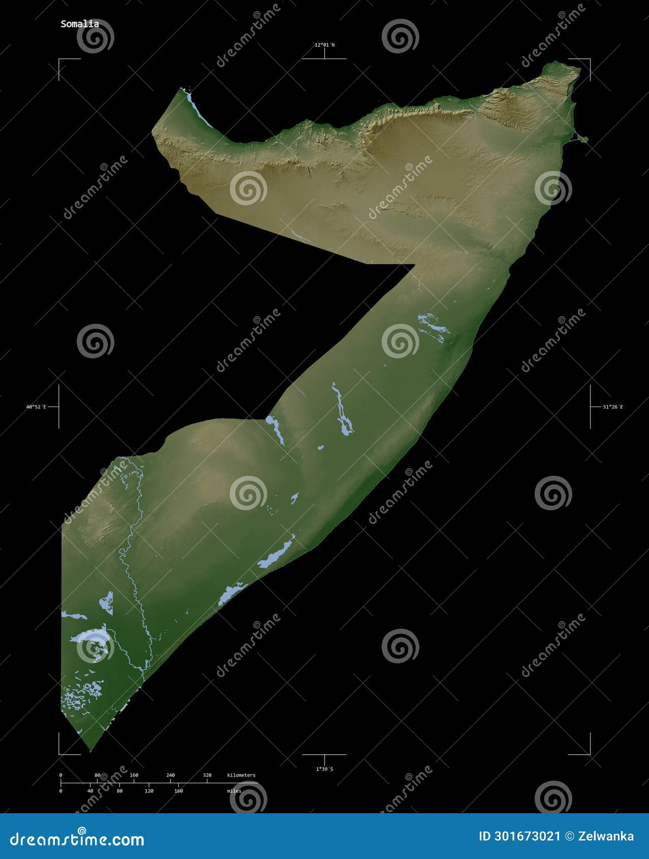 Somalia Shape on Black. Pale Stock Illustration - Illustration of ...