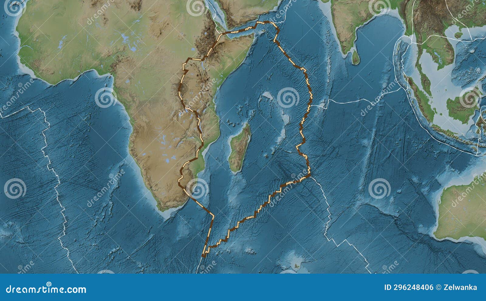 Somalian Plate Dashed. Fahey. Topografic Stock Illustration ...