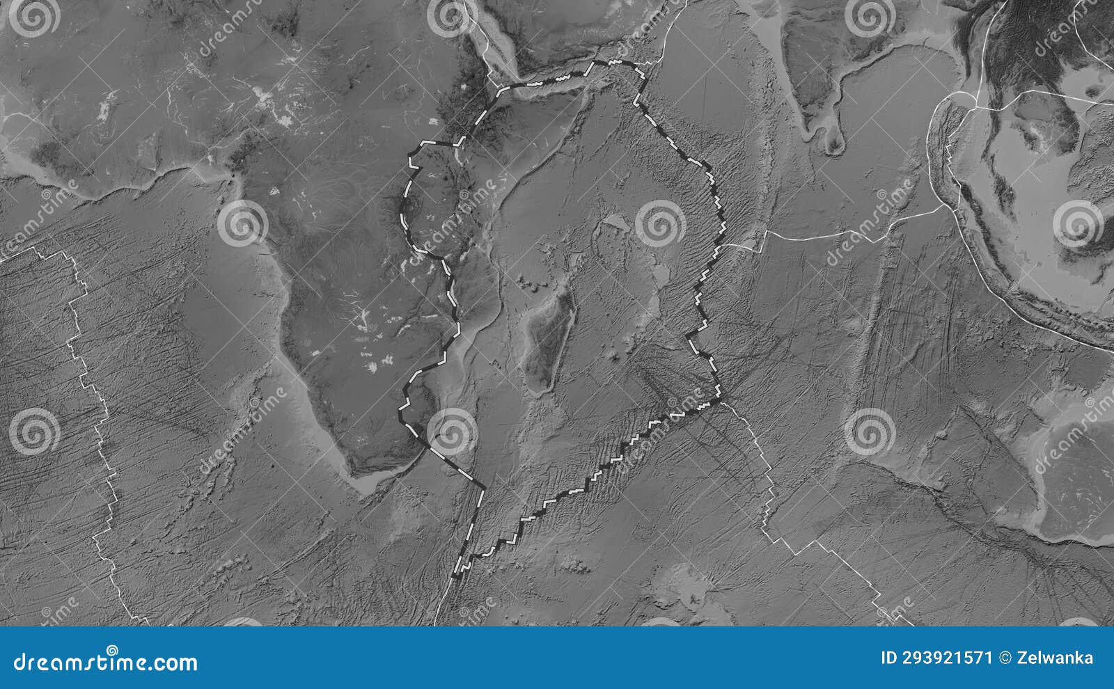 Somalian Plate Dashed. Patterson Cylindrical. Grayscale Stock ...