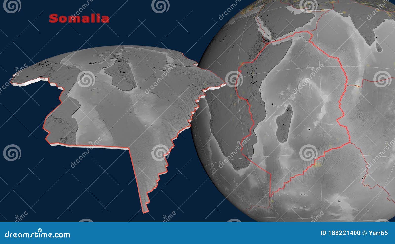 Somalian Plate Described and Presented - Grayscale Stock Illustration ...