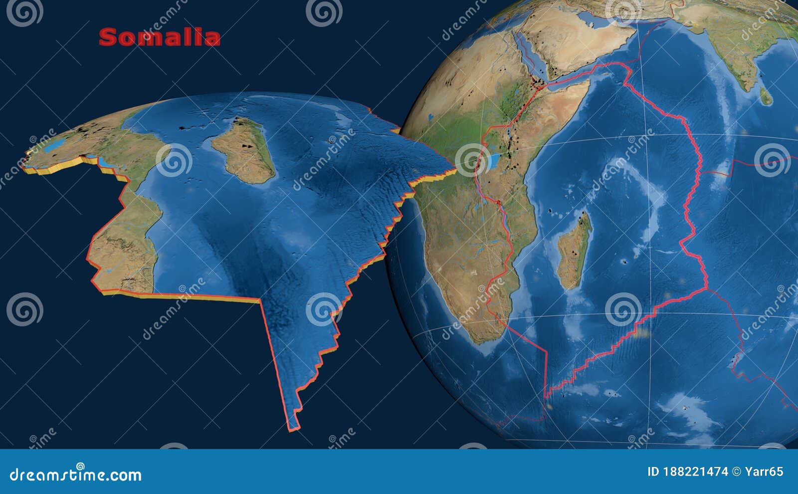 Somalian Plate Described and Presented - Satellite Stock Illustration ...