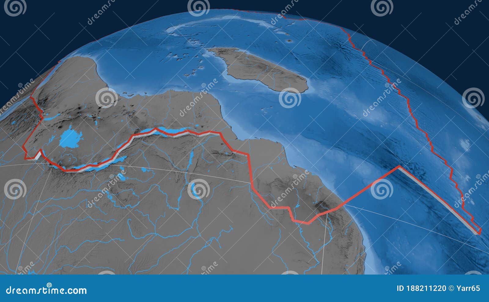 Somalian Plate Extruded - Topo and Bathy Stock Illustration ...