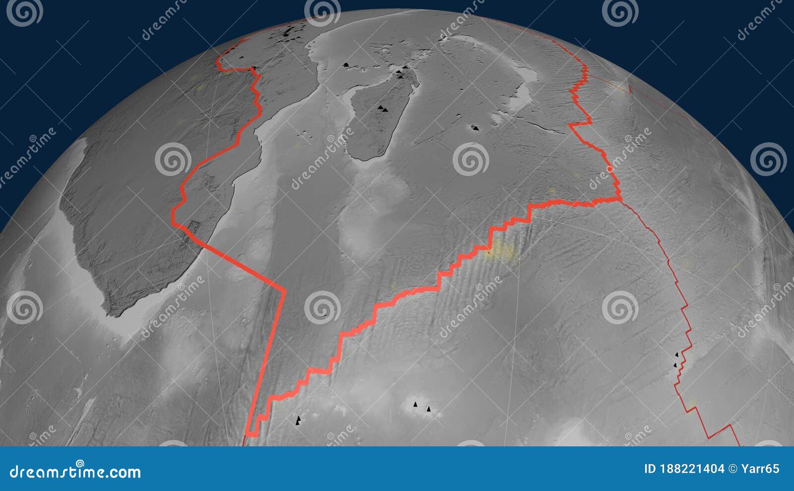 Somalian Plate Outlined - Grayscale Stock Illustration - Illustration ...