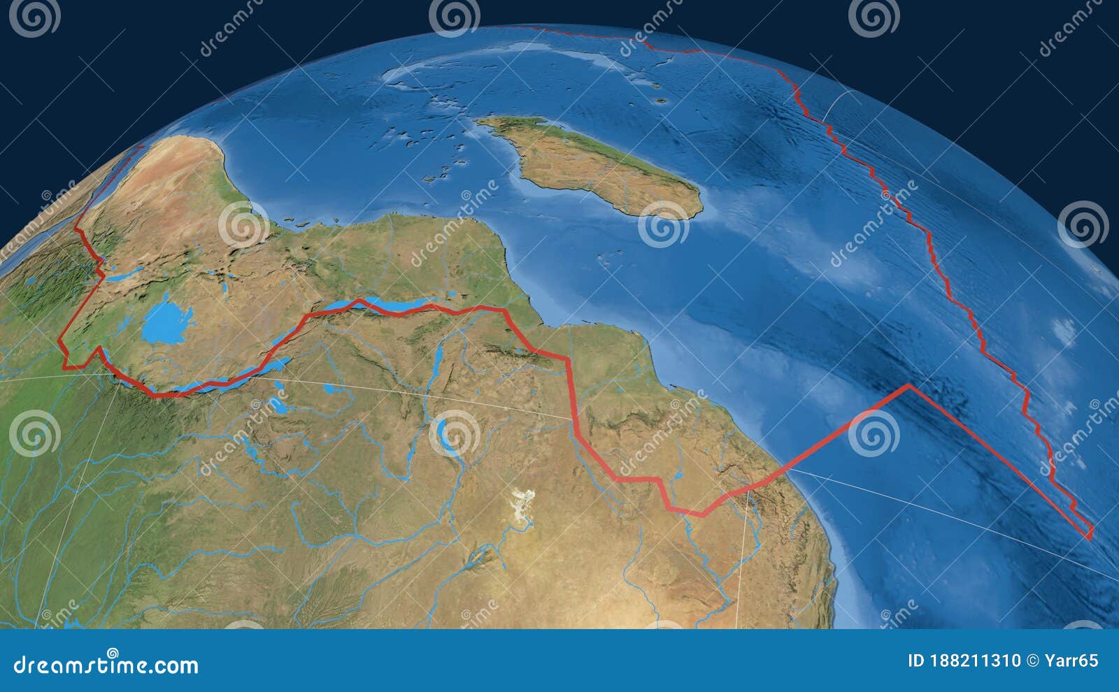 Somalian Plate Outlined - Satellite Stock Illustration - Illustration ...