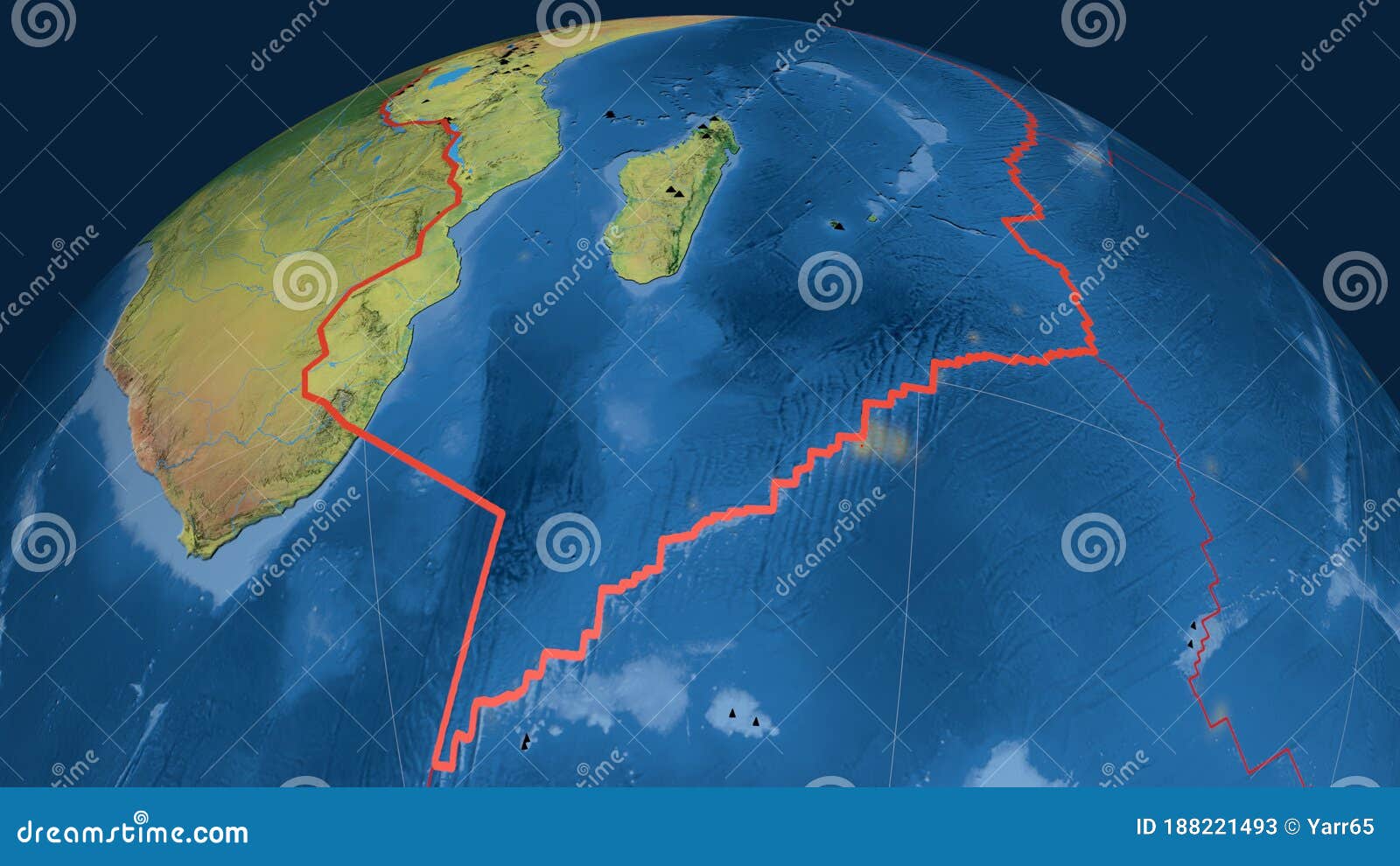 Somalian Plate Outlined - Topographic Stock Illustration - Illustration ...