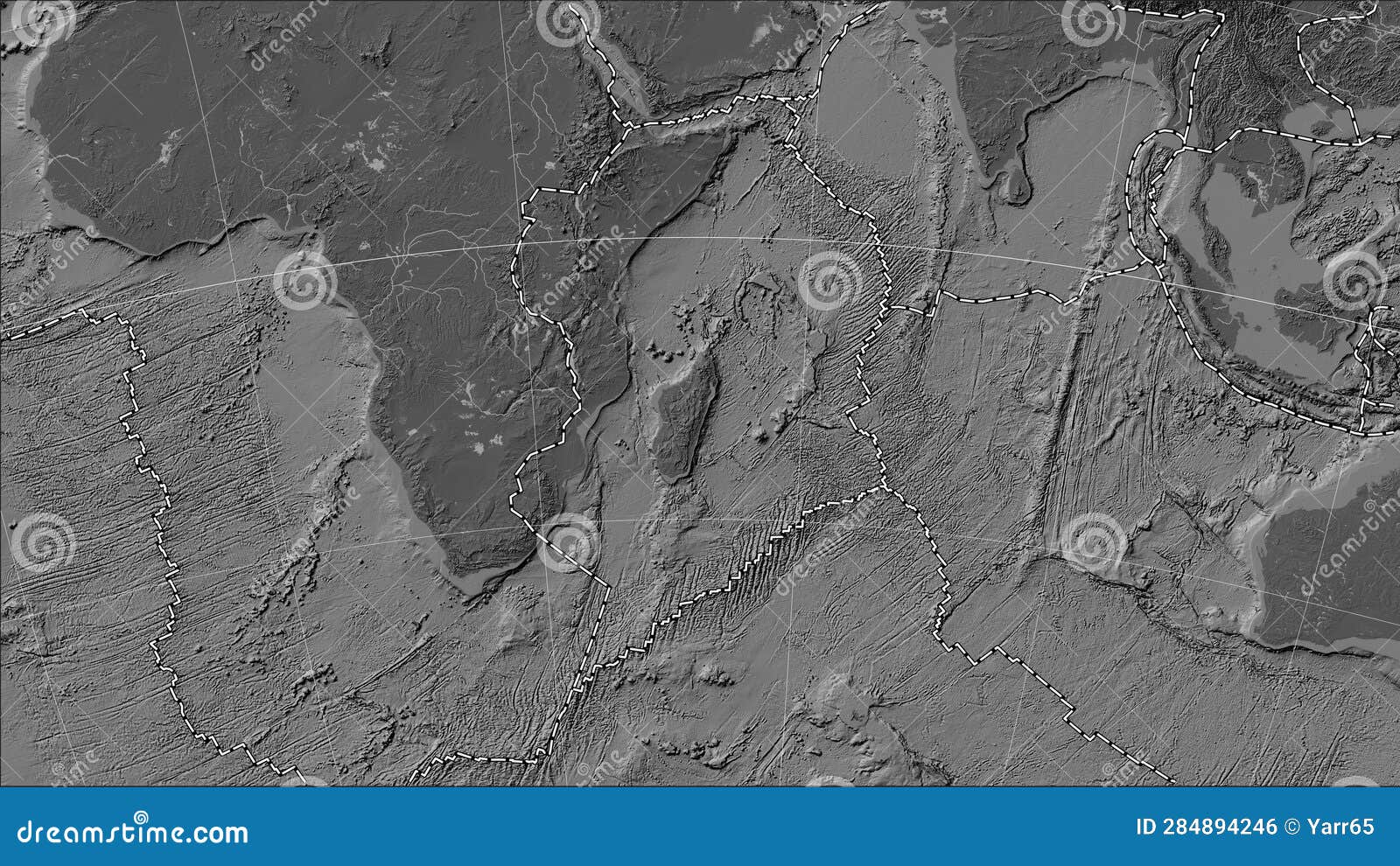 Somalian Plate - Boundaries. Bilevel Map Stock Illustration ...