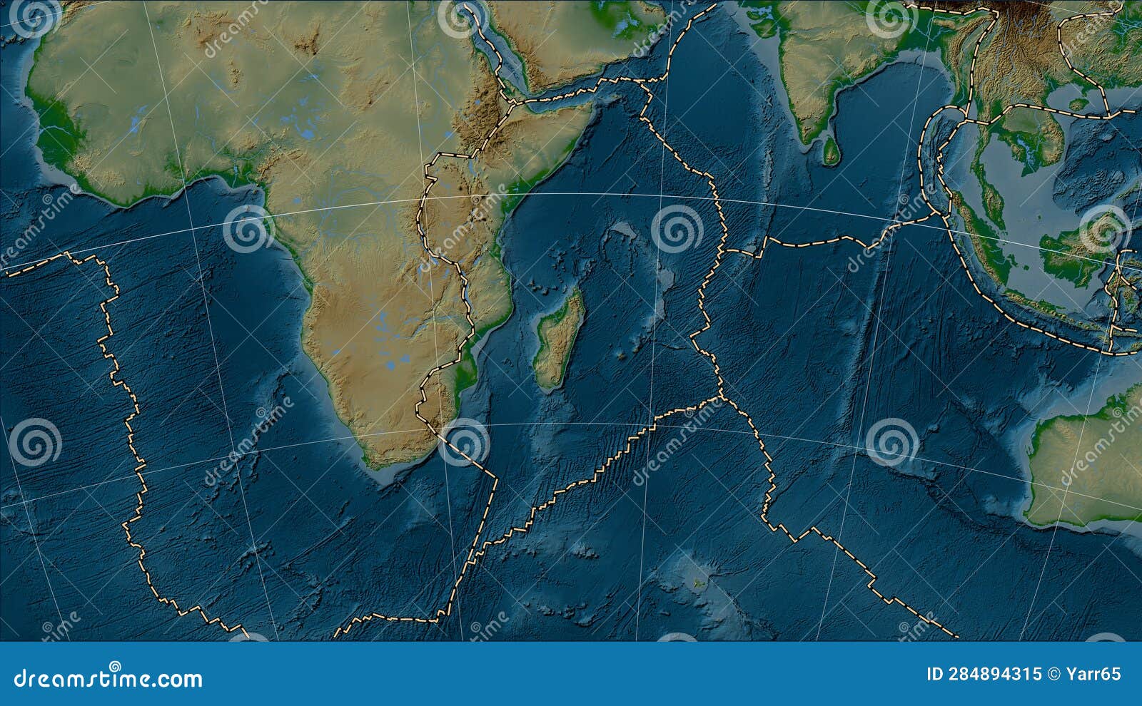 Somalian Plate - Boundaries. Physical Map Stock Illustration ...