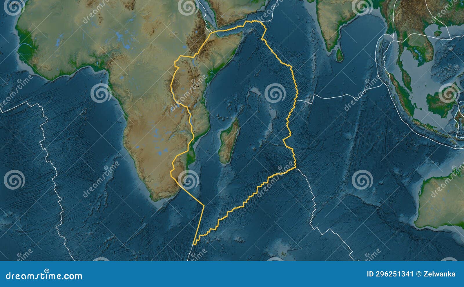Somalian Plate Outlined. Fahey. Physical Stock Illustration ...