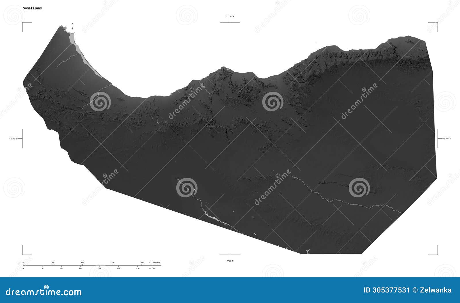 Somaliland Shape on White. Grayscale Stock Illustration - Illustration ...