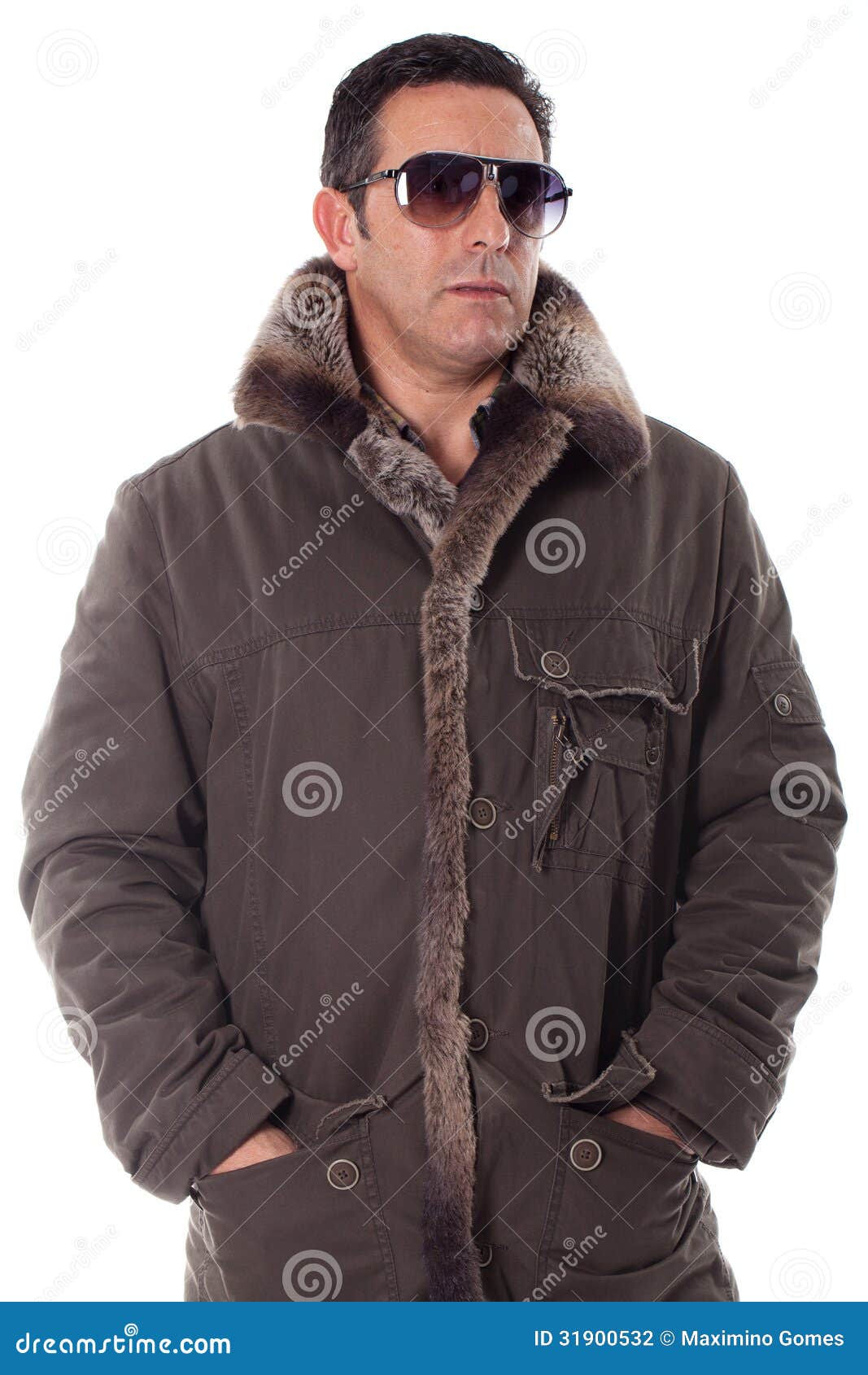 Somber Tough Guy and Black Sunglasses Looking at Camera. Stock Photo ...