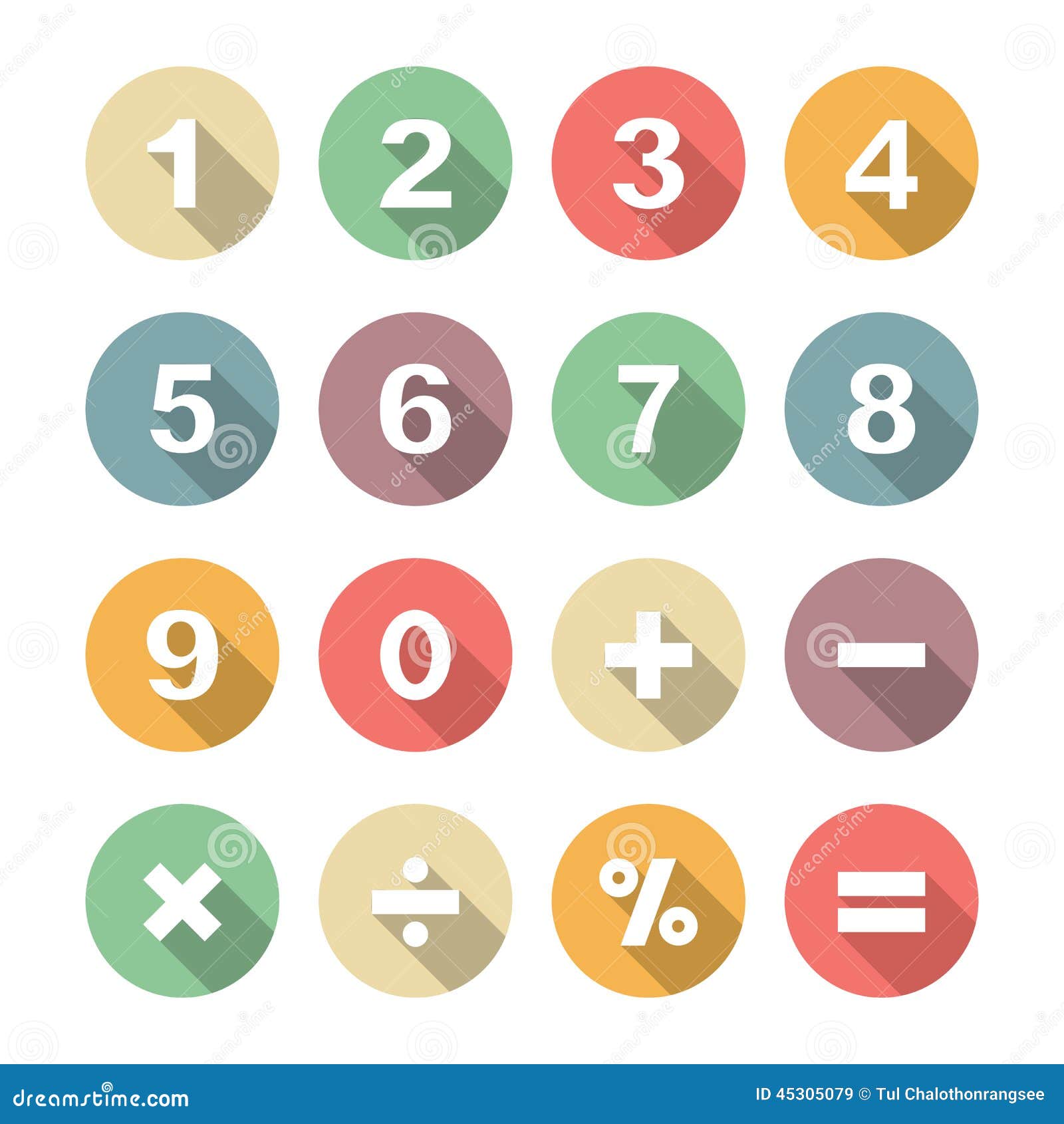 Sombra Larga Del Número Plana Ilustración del Vector - Ilustración de ...