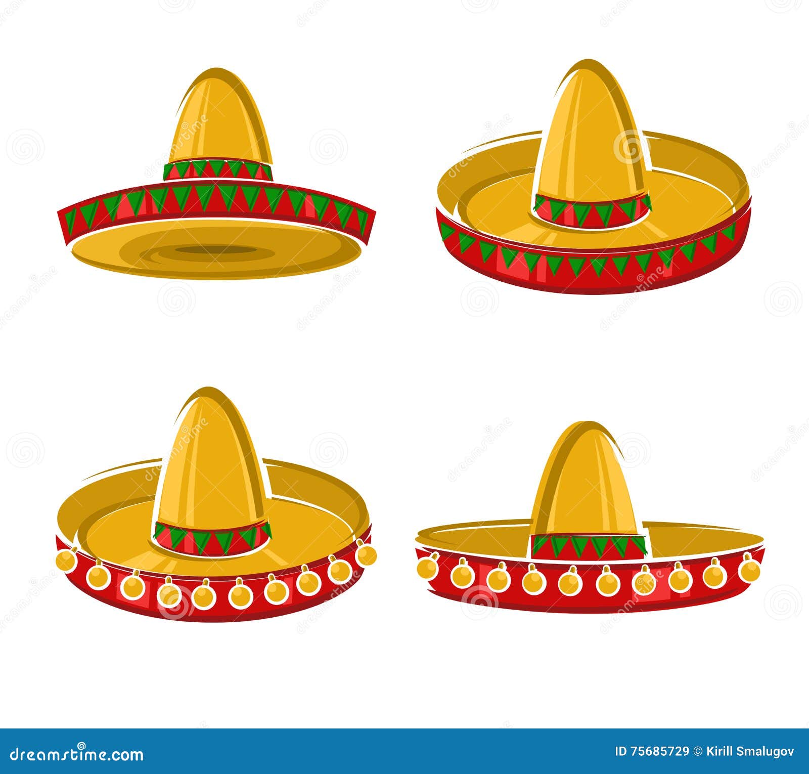 Sombrero set. Vector stock vector. Illustration of traditional - 75685729