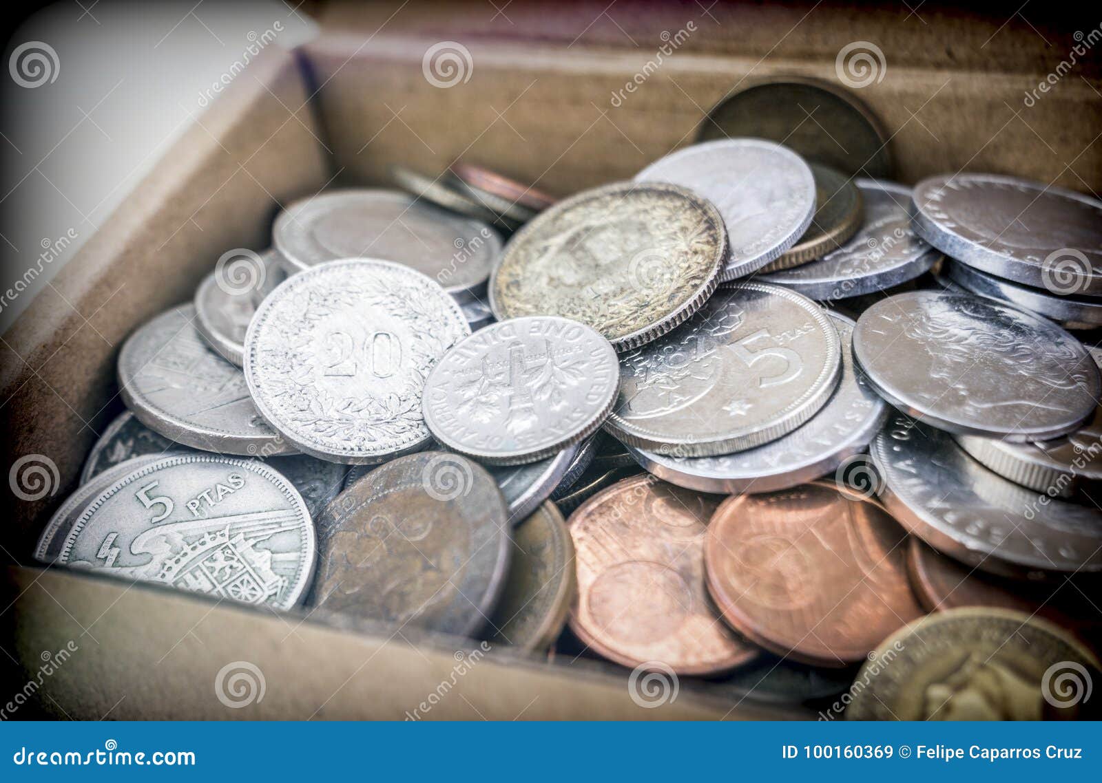 Some Ancient Coins in a Cardboard Box Stock Image - Image of financial ...
