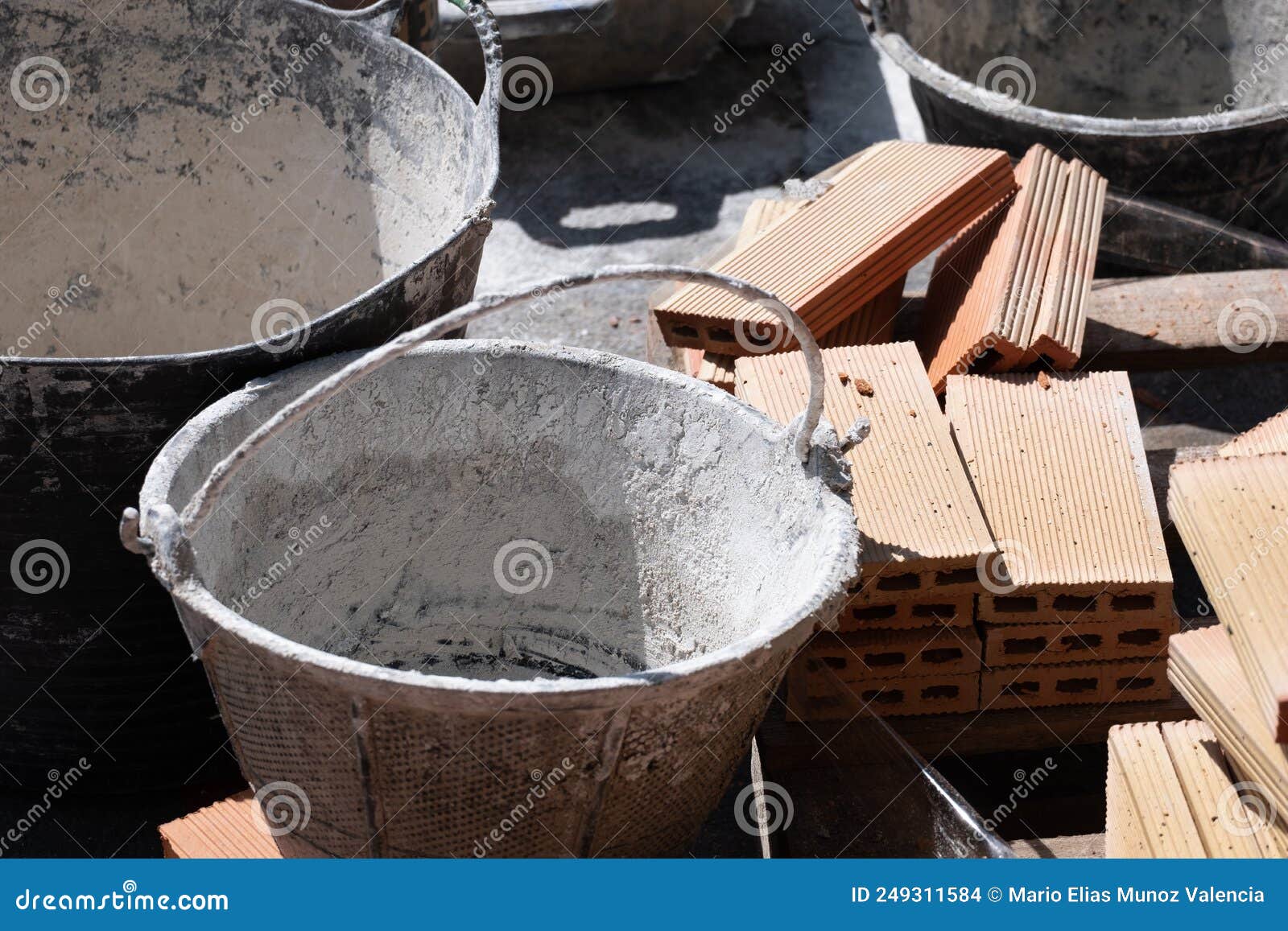 Various Masonry and Brickwork Tools Being Used on a Construction Site ...