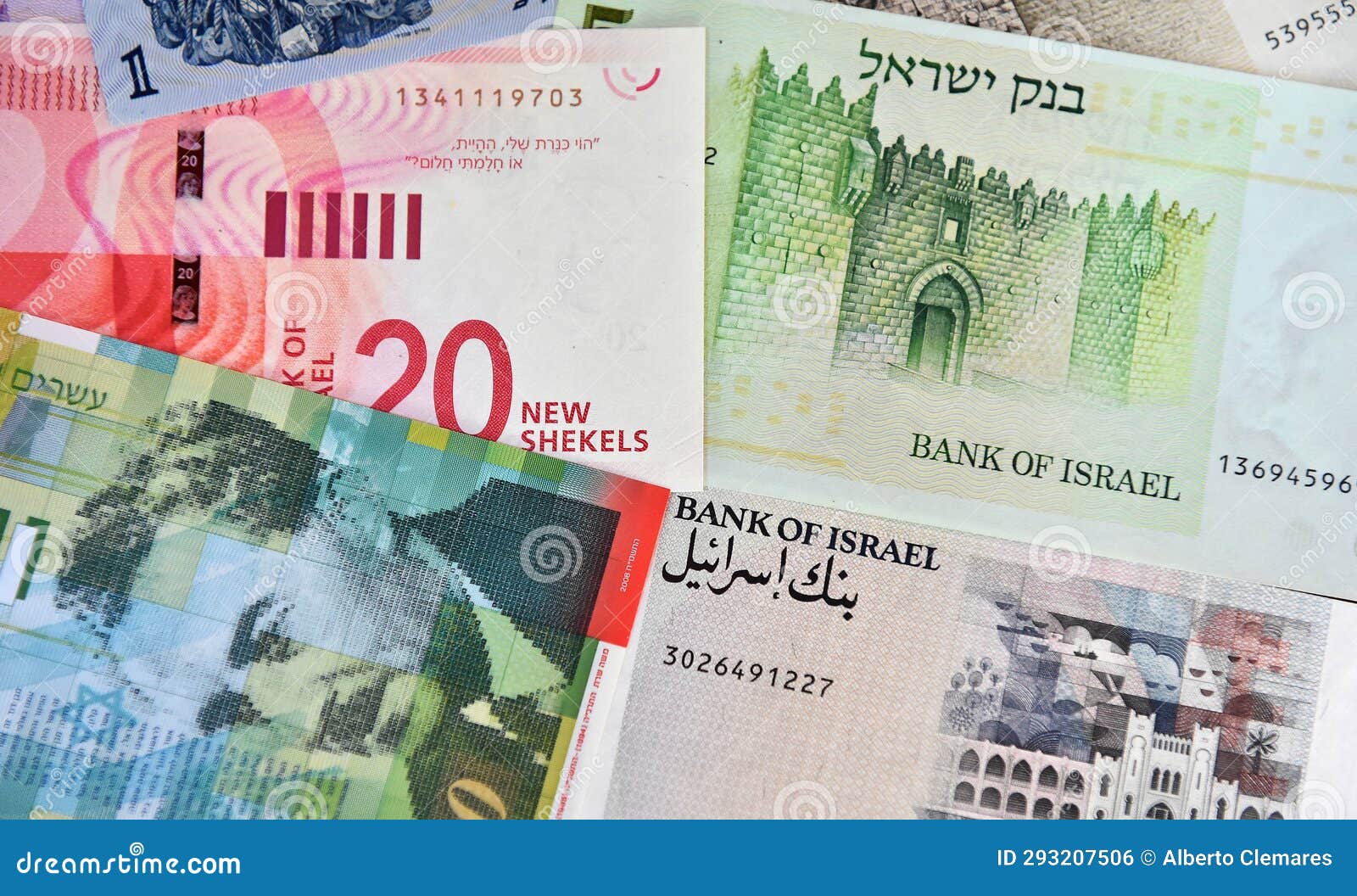 Some banknotes from Israel stock photo. Image of bank7 - 293207506