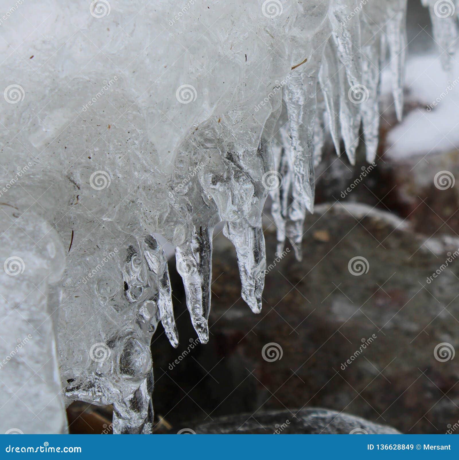 Some beautiful icicles stock image. Image of detail - 136628849
