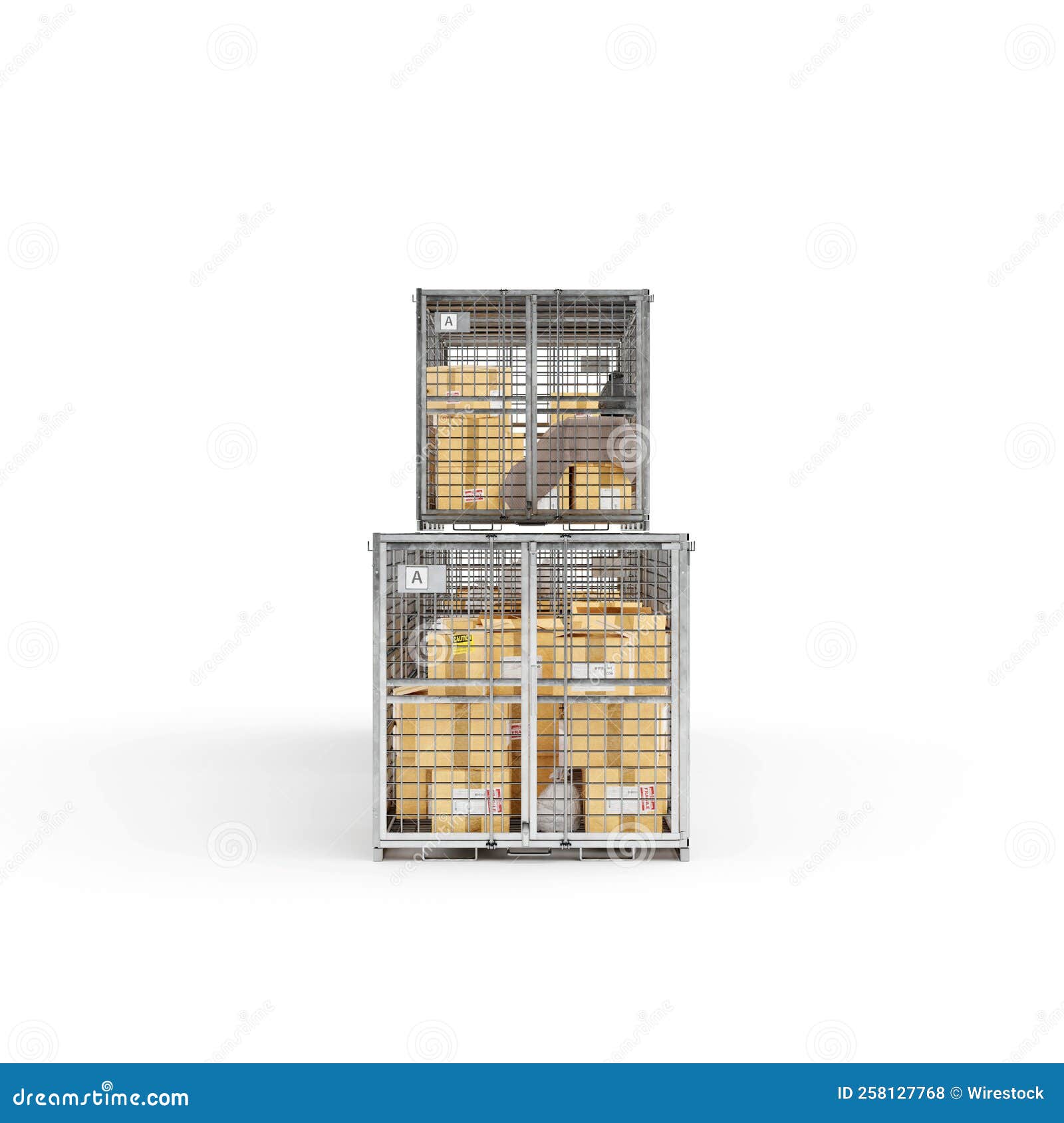 Blue Containers Stacked for Shipping Isolated on White Stock ...