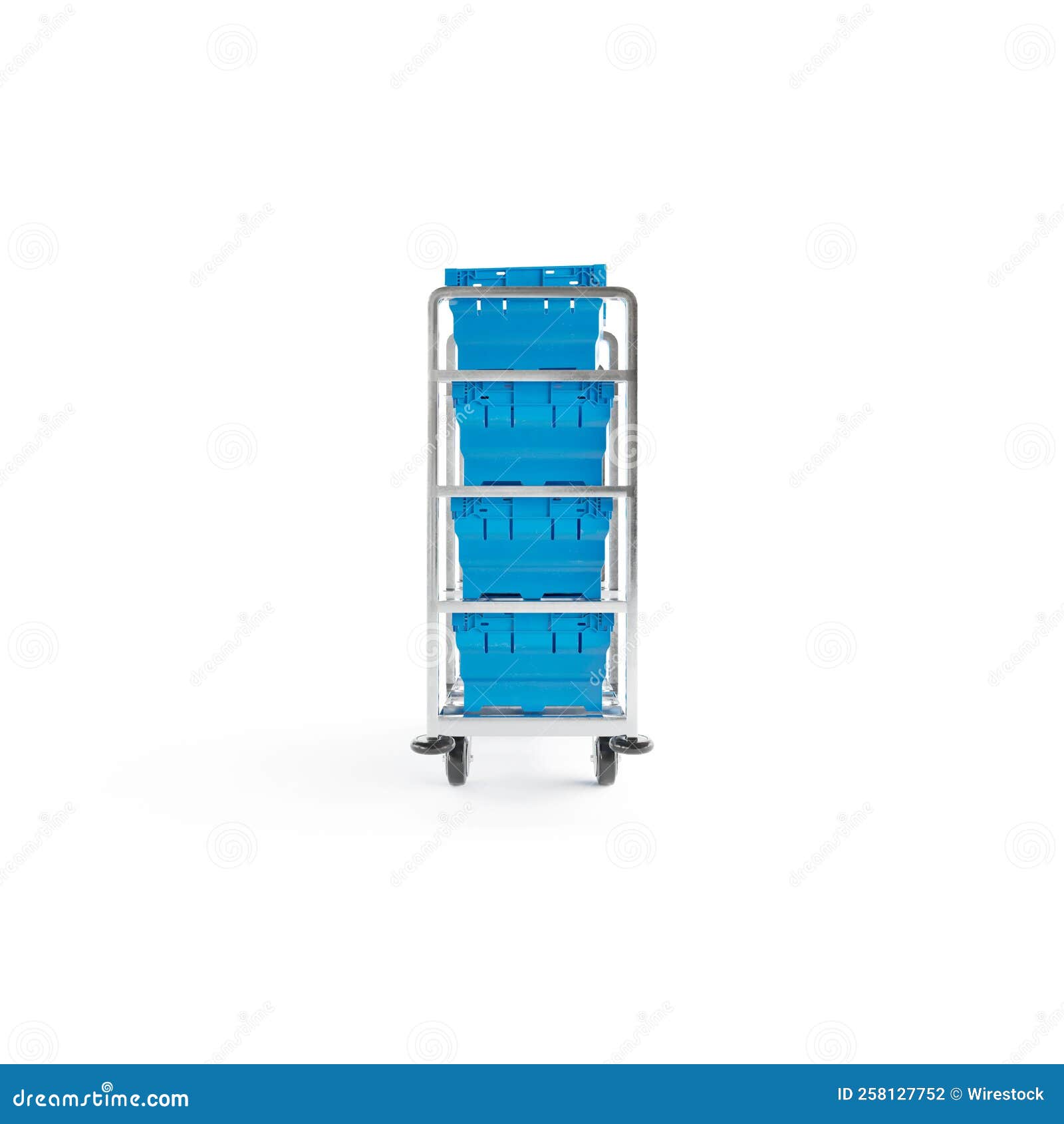 Blue Containers Stacked on a Transportation Cart Stock Illustration ...