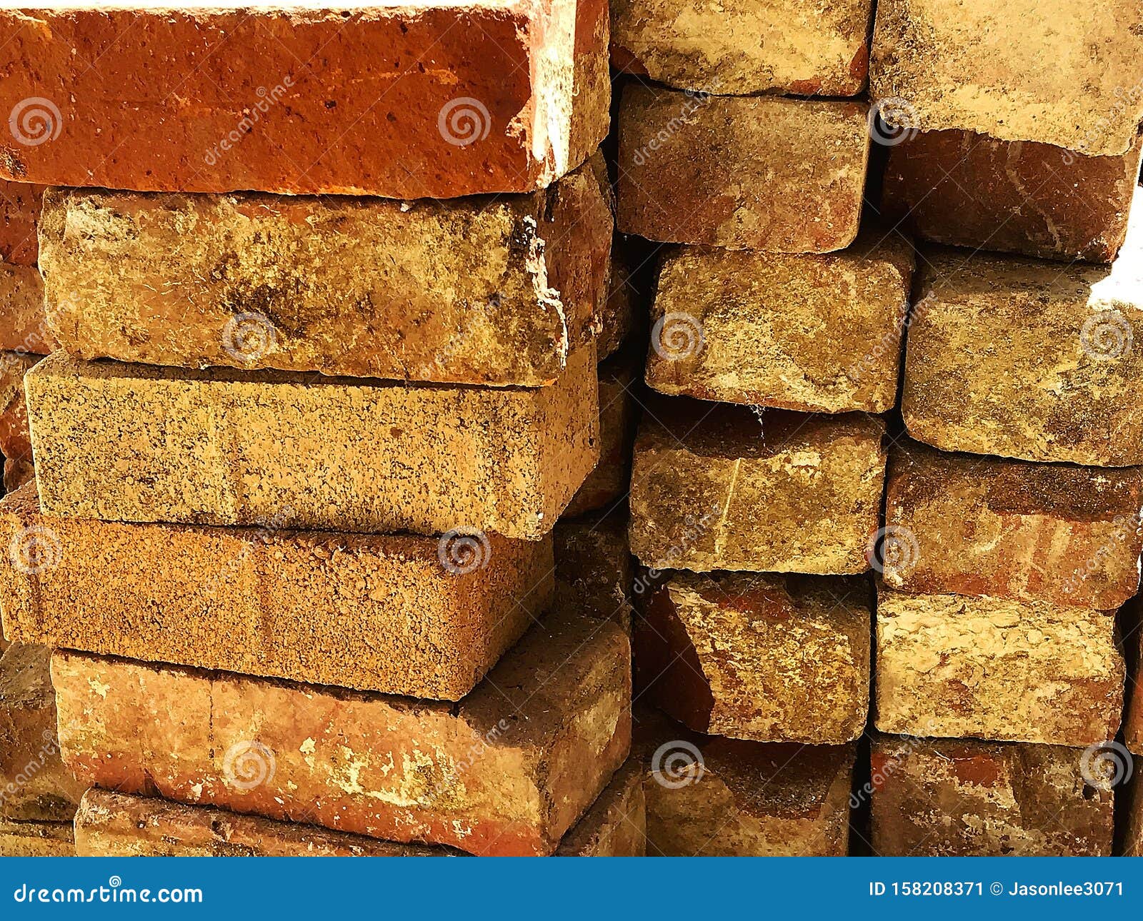 Bricks stacked in a pile. stock image. Image of daylight - 158208371