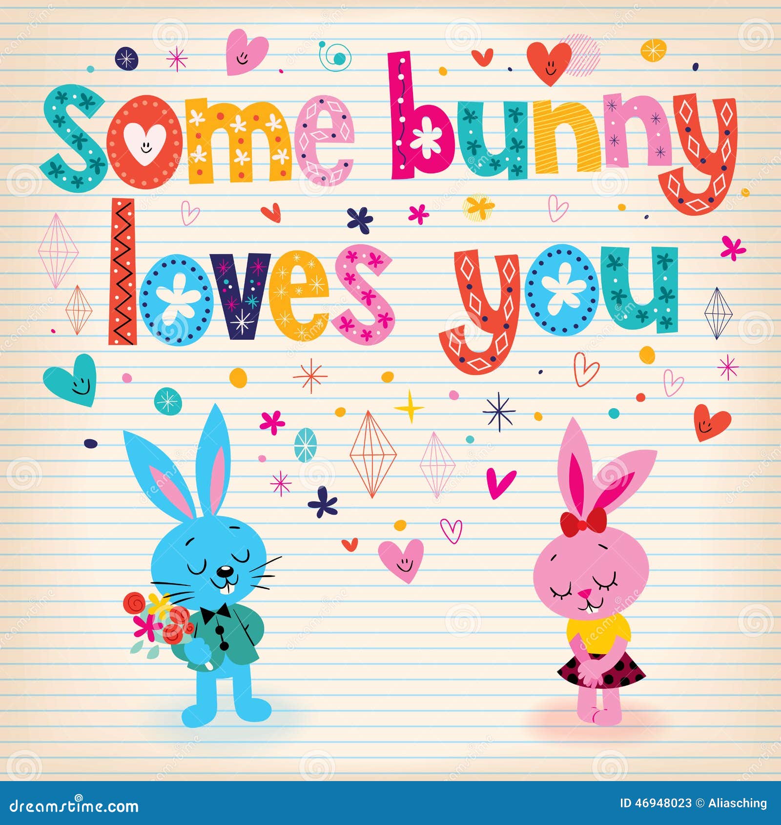 Some bunny loves you stock vector. Illustration of flirting - 46948023