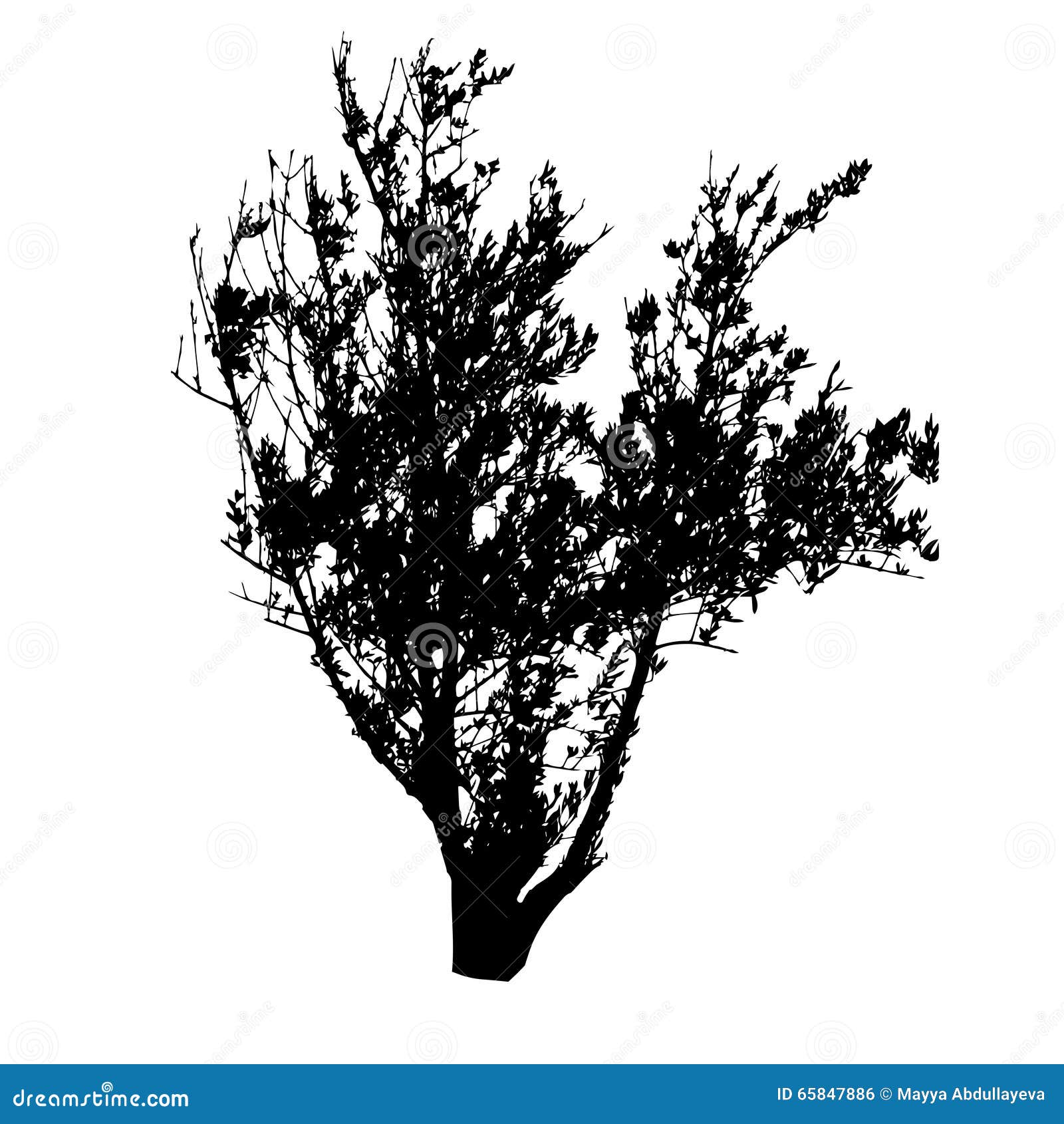 Bush - Black Vector Silhouette For Pictogram Or Logo. Autumn Dry Bush ...