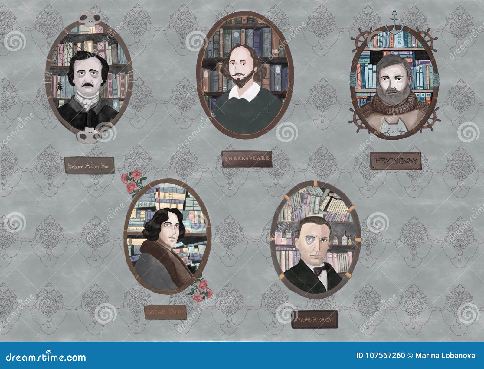 Classic authors editorial image. Illustration of pattern - 107567260