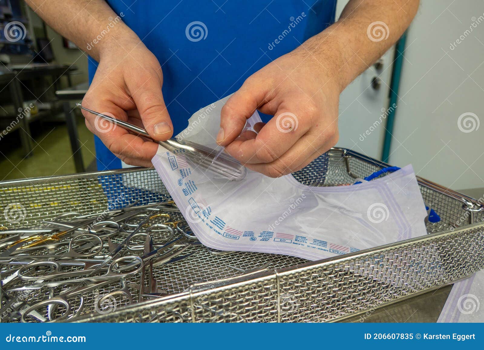 Some Cleaned Surgical Instruments are Put into a Bag for Steam ...